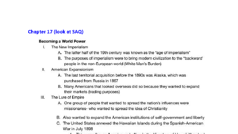 Chapter 17: U.S. Foreign Policy and Latin America (SAQ) Outline - Studocu