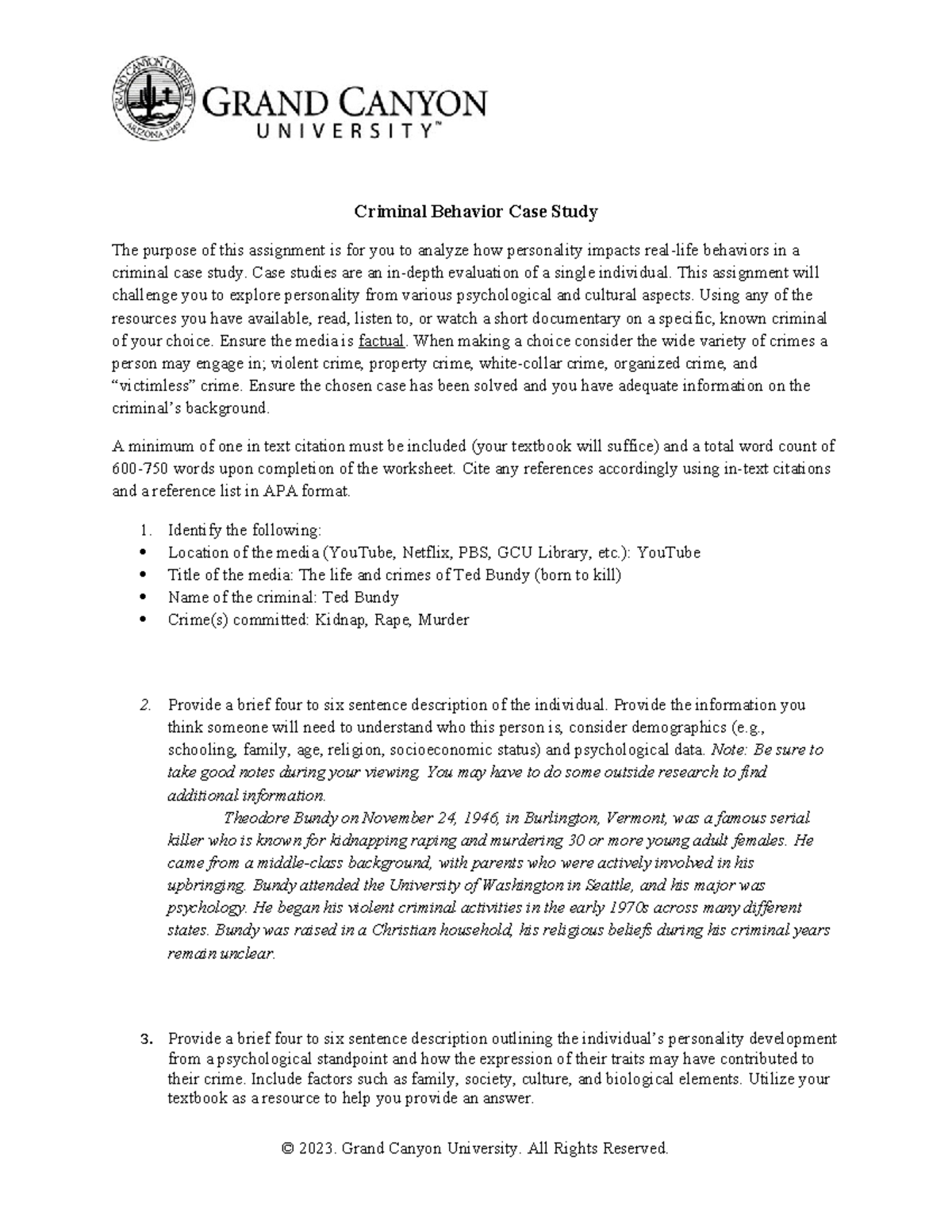 Criminal Behavior Case Study: Analyzing Ted Bundy's Psychological ...