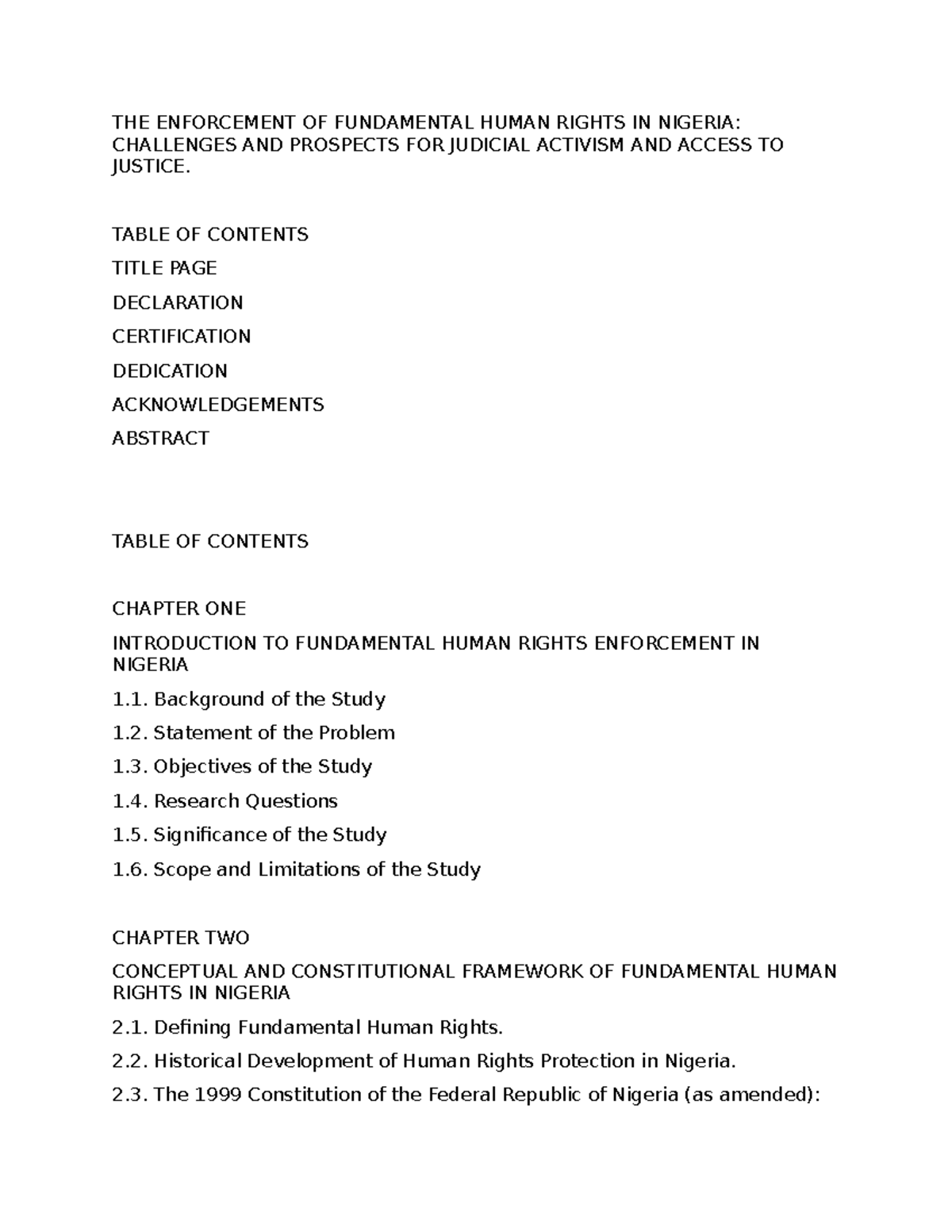 Human Rights Enforcement in Nigeria: Challenges & Judicial Activism ...