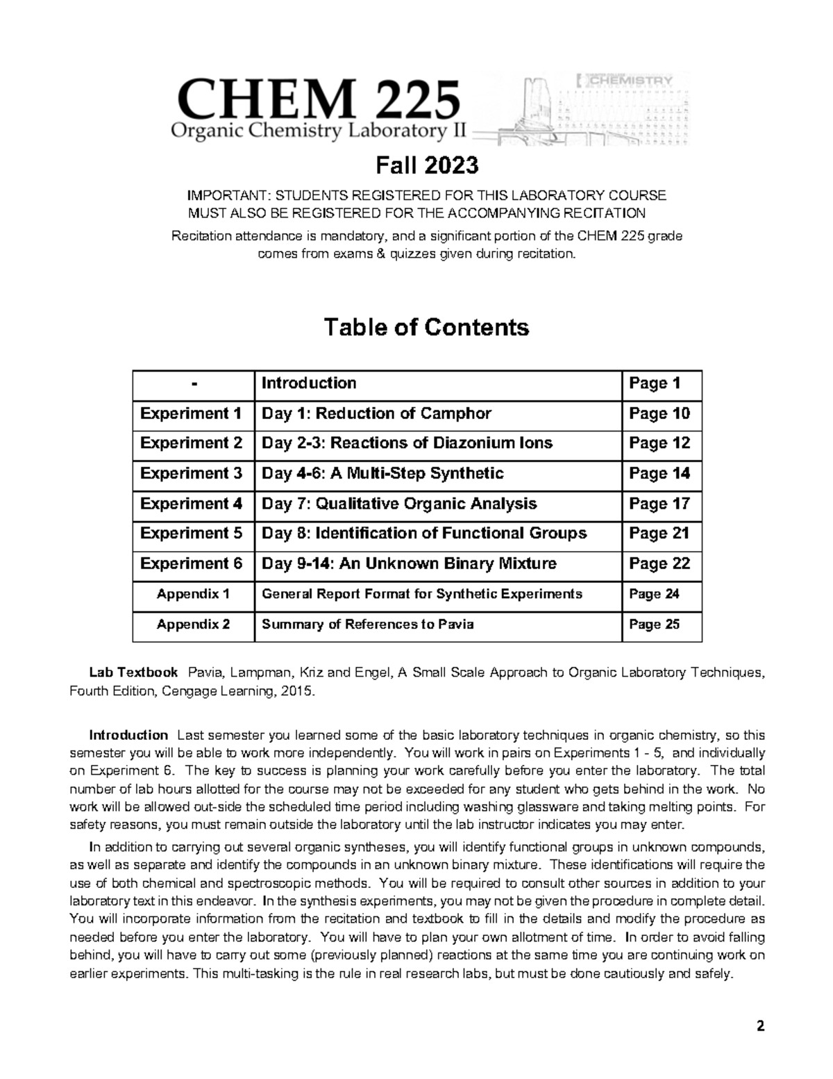 CHEM 223: Organic Chemistry II Lab Manual for Fall 2023 - Studocu