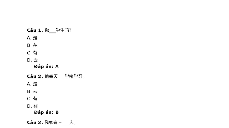 Quiz HSK1 - HSK Practice Questions and Answers - Studocu