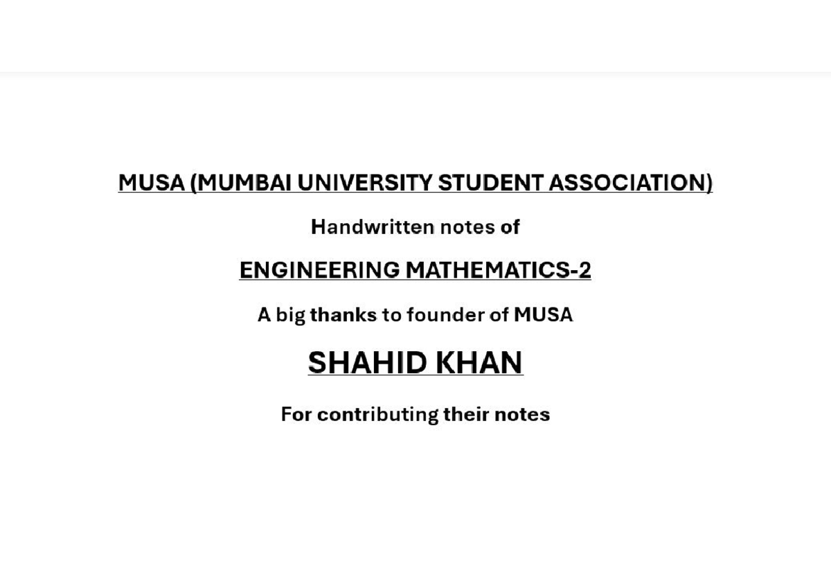 M2 Handwritten Notes - MUSA's Class Insights and Tips - Studocu