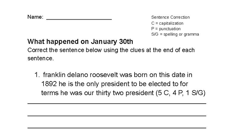 0130 January 30th - Sentence Correction - Name ...