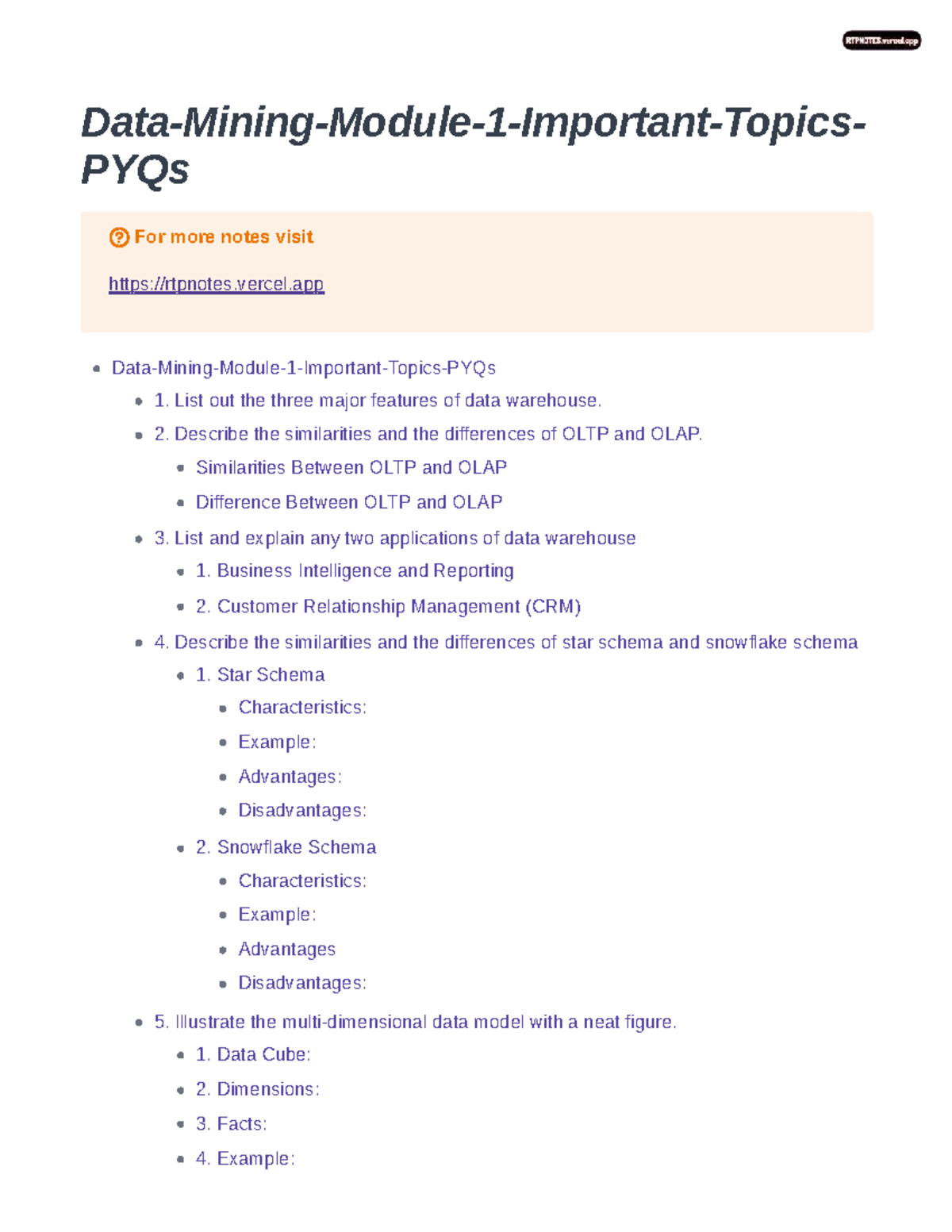 Data Mining Module 1 Important Topics PYQs - Data-Mining-Module-1 ...