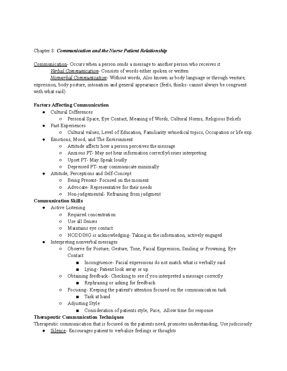 Notes 136 - Chapter 8: Communication & Patient Relationship Insights ...