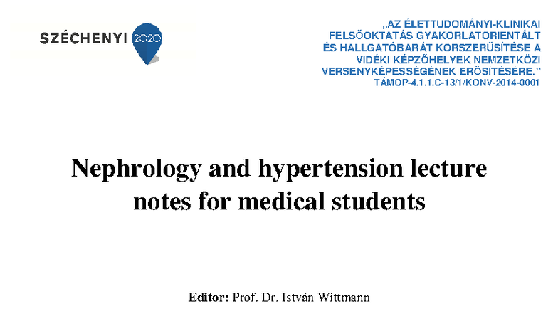Nephrology and Hypertension Lecture Notes for Medical Students - Studocu