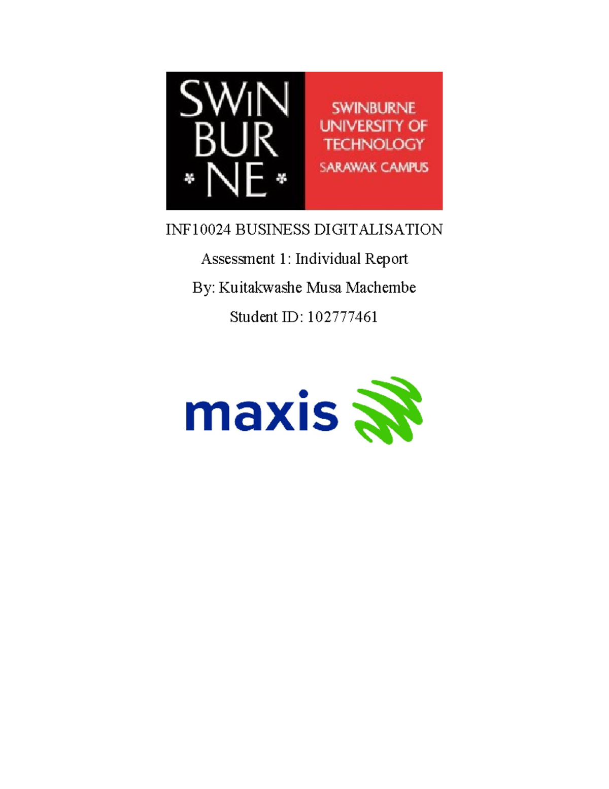 INF10024 Assignment 1: Business Digitalization Report on MAXIS - Studocu