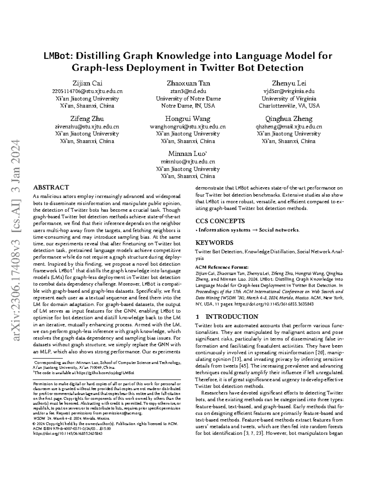 LMBot-113: Graph Knowledge Distillation for Twitter Bot Detection - Studocu