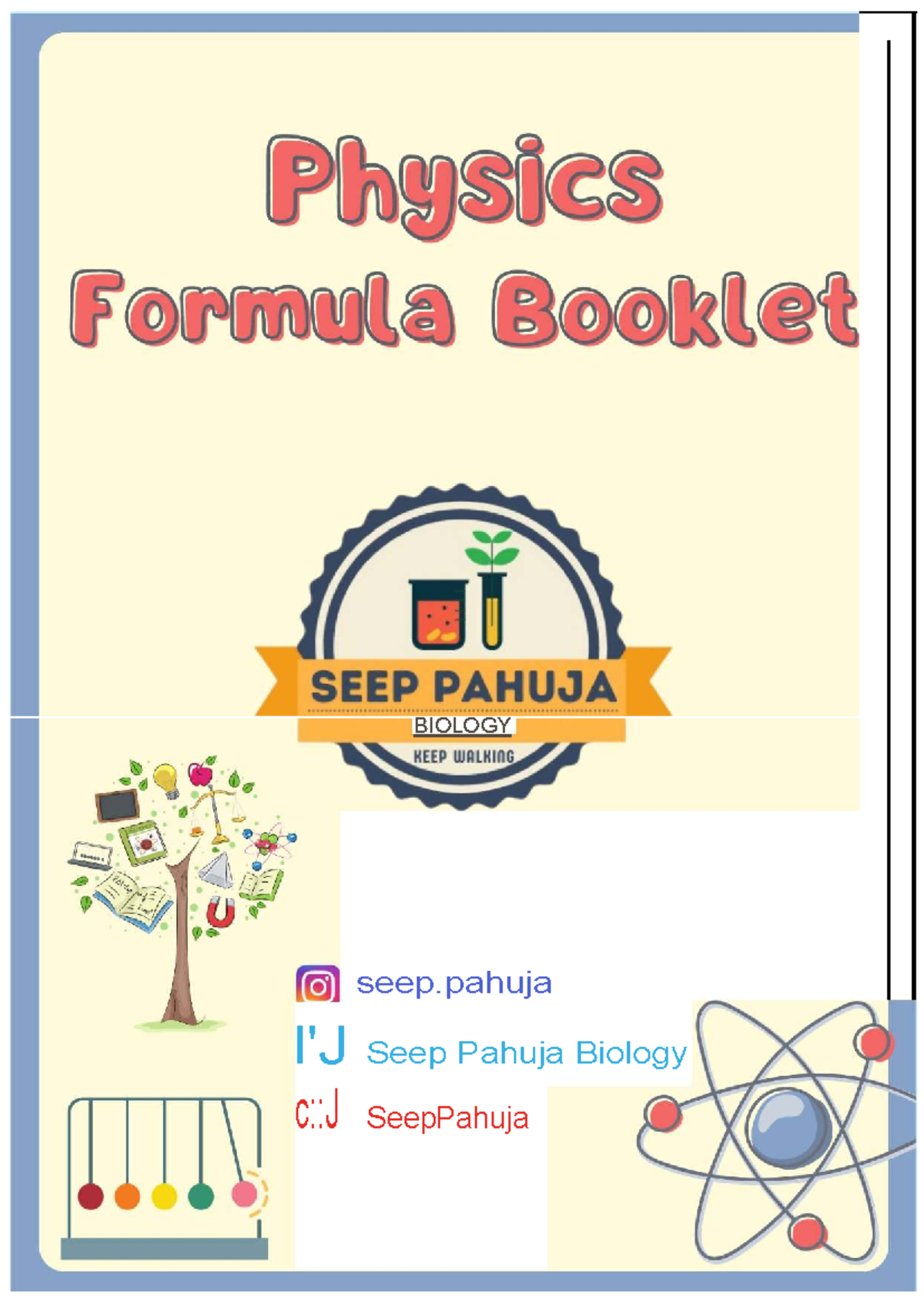 Physics Formula Sheet by Seep Pahuja: Comprehensive Guide - Studocu