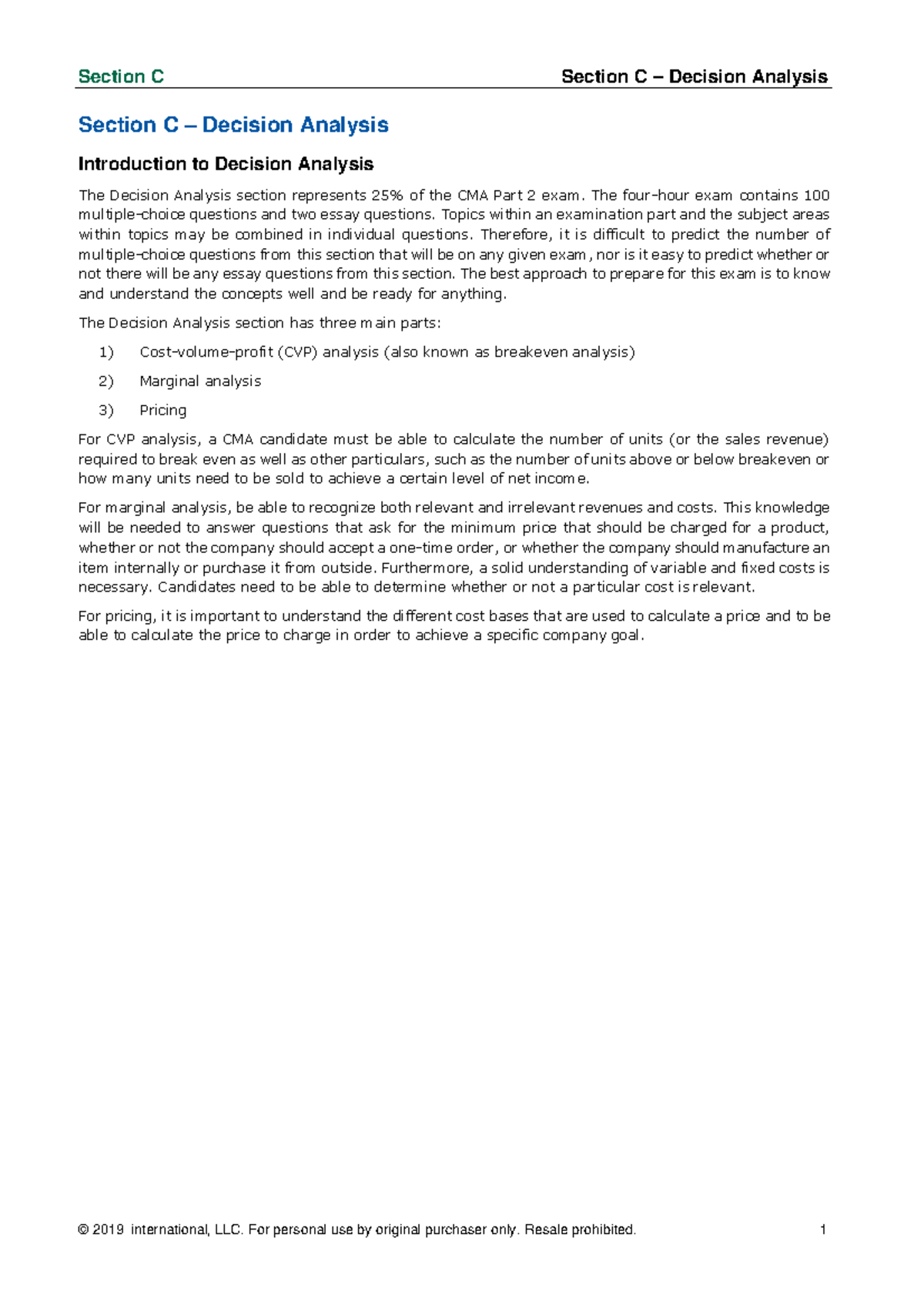 CMA 2020 Part 2 - Chapter 3: Comprehensive Decision Analysis Guide - Studocu