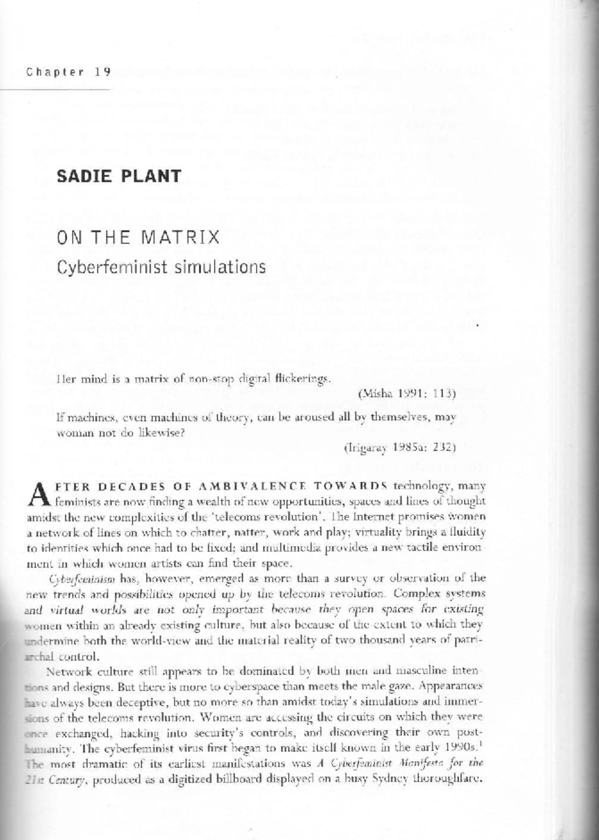 Chapter 19: Cyberfeminism and the Matrix - Insights from Sadie Plant ...