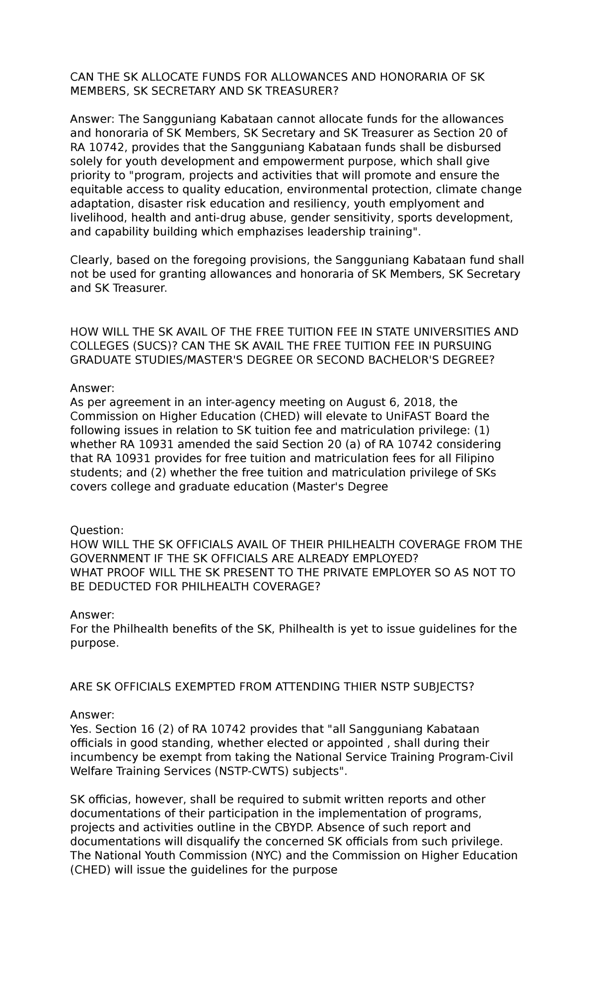 SK MTM: Guidelines on Fund Allocation, Tuition Fees, and Exemptions ...