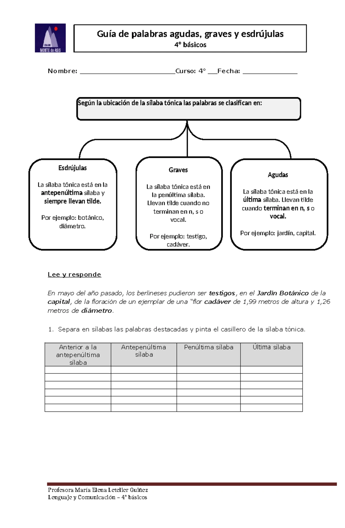 4º Básicos - Guía de Ciencias Naturales: Estructura de la Tierra (03-07 ...
