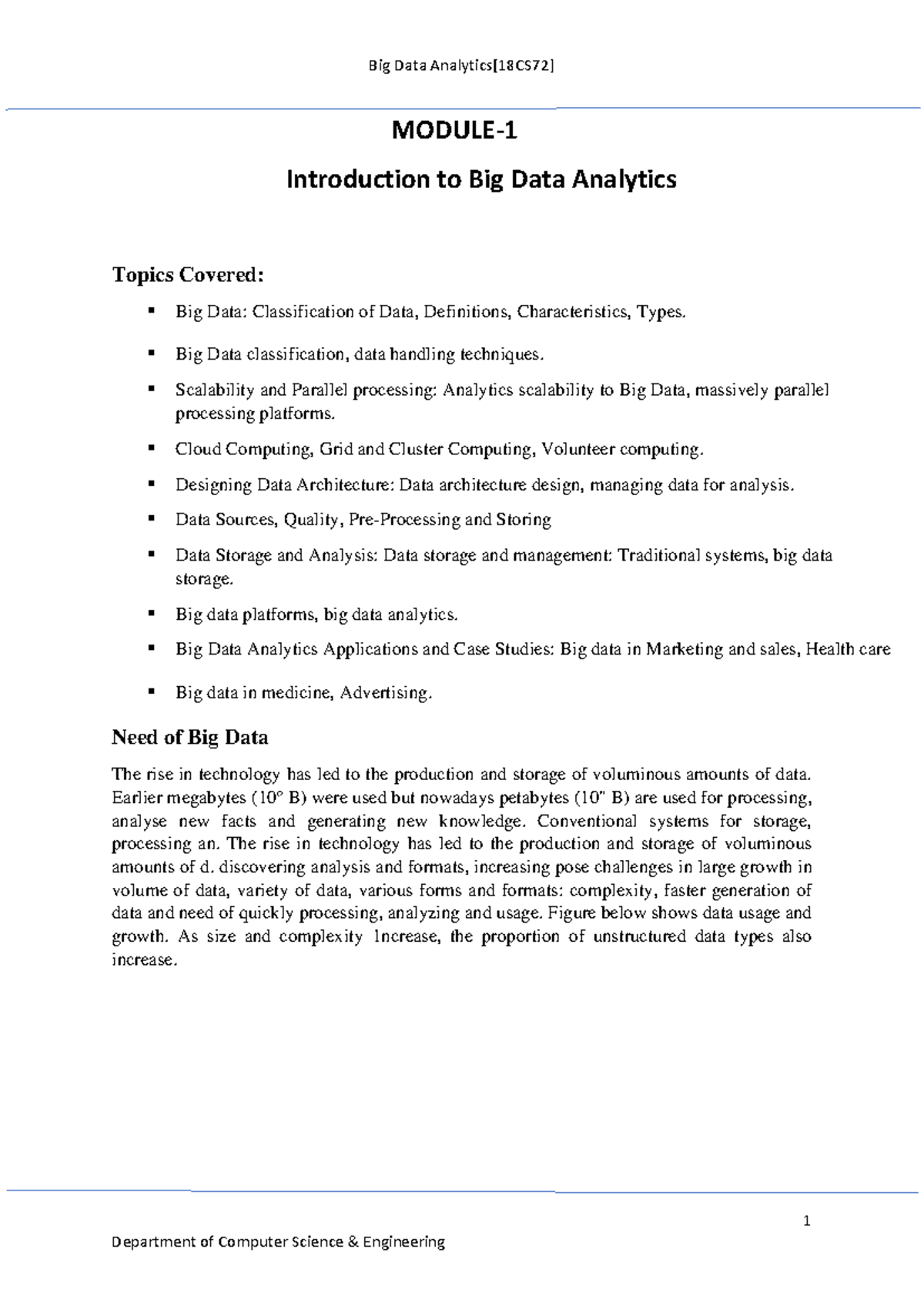 BDA-MOD1Notes - ANNA UNIVERSITY, CHENNAI NON - AUTONOMOUS COLLEGES ...