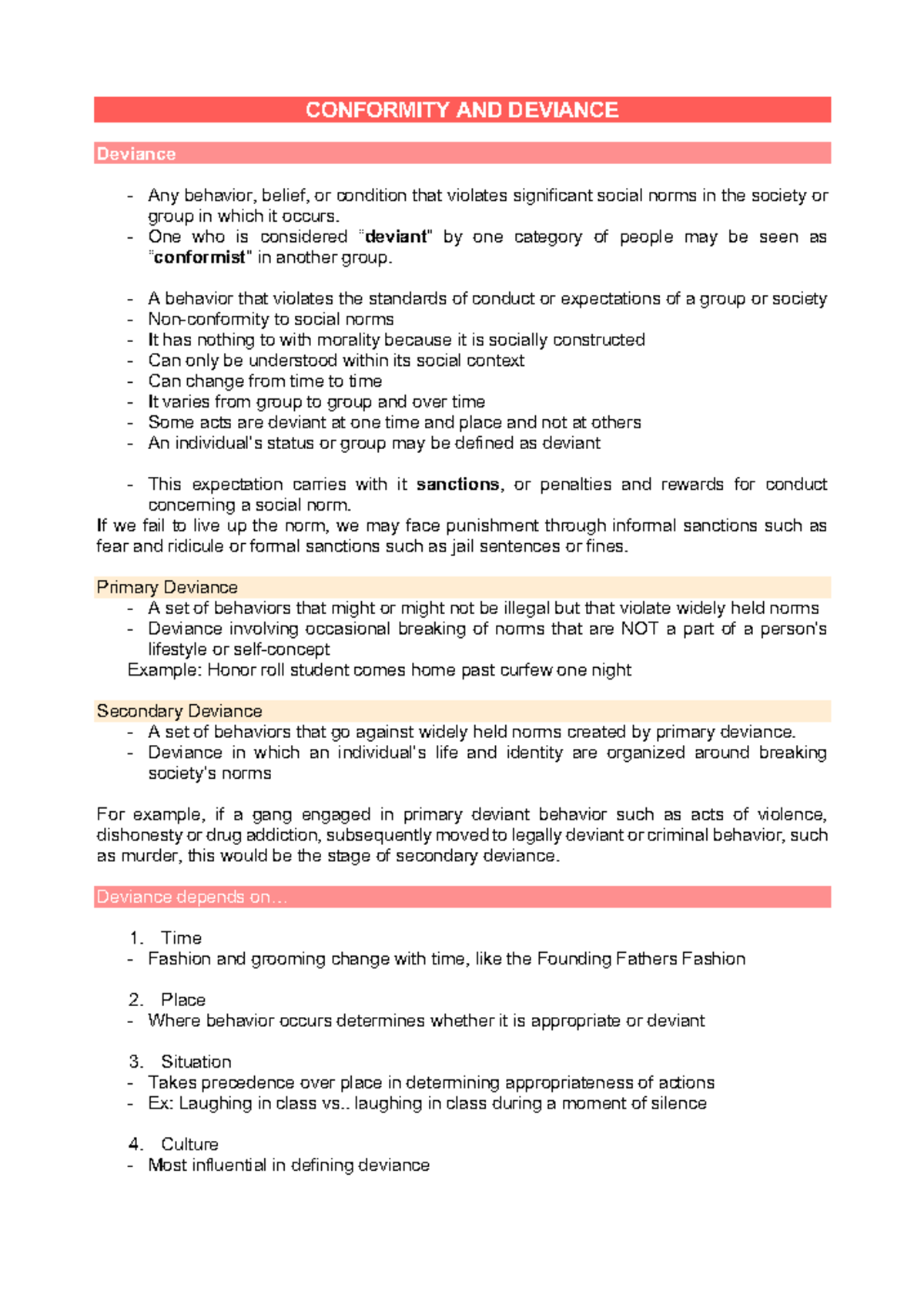 UCSP - An In-Depth Analysis of Conformity and Deviance - Studocu