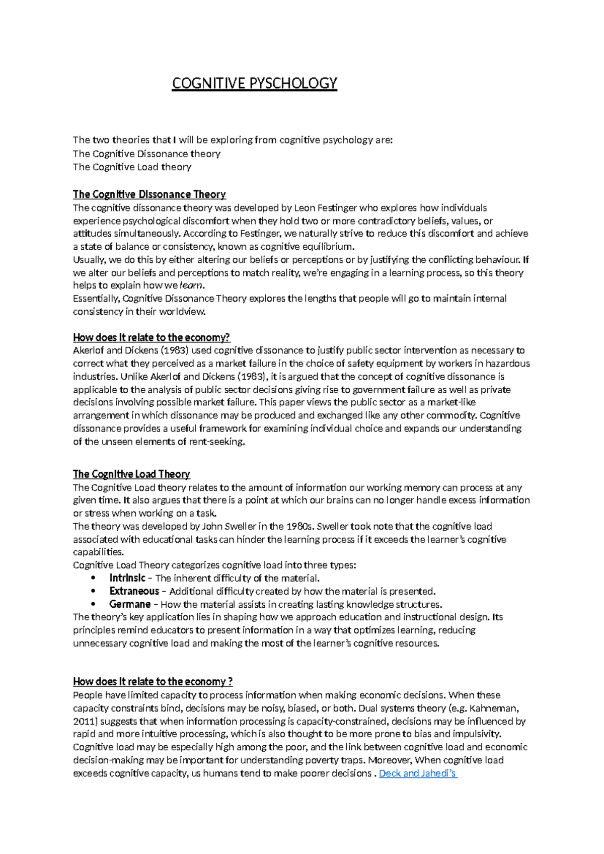 COG 101: Cognitive Psychology Theories - Dissonance & Load Insights ...