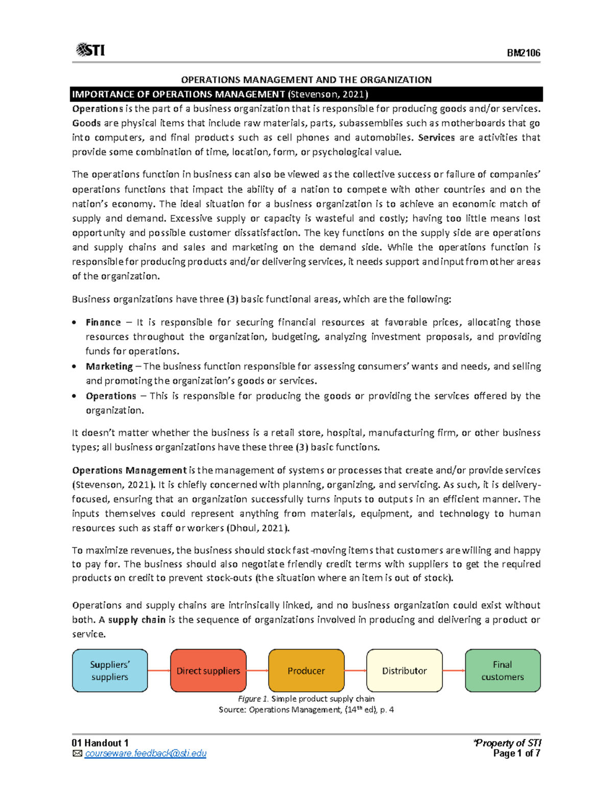 Operations Management Overview Handout 1 (10) - Studocu