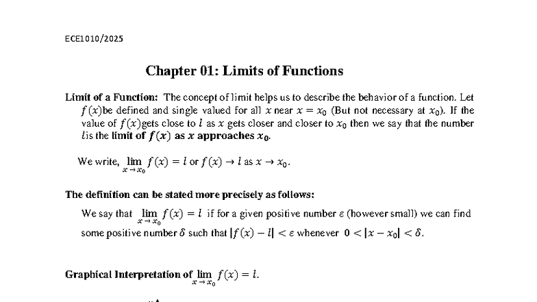 Chapter 01: Understanding Limits of Functions in Calculus - Studocu