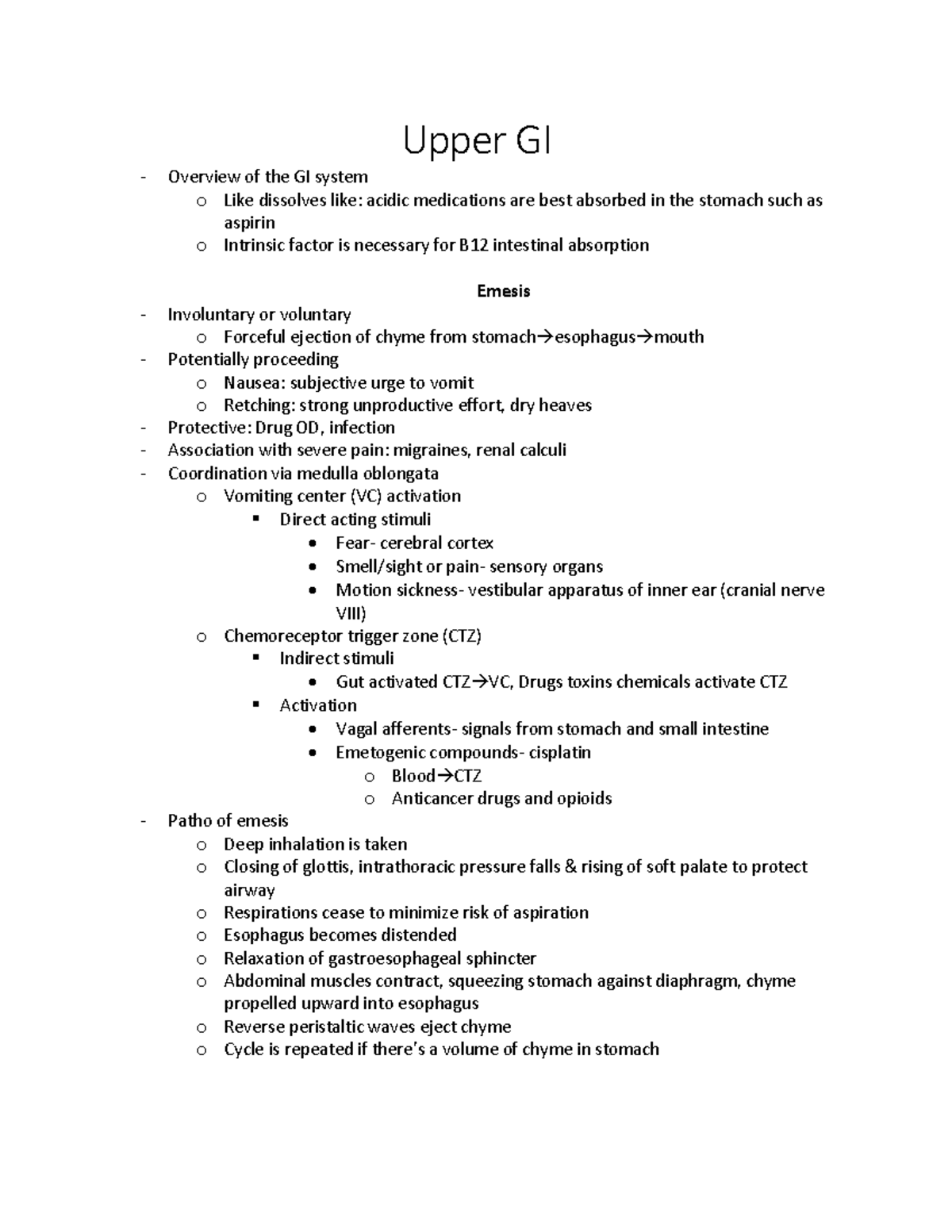 NURS 282 Final Exam Study Notes - Upper and Lower GI System - Studocu