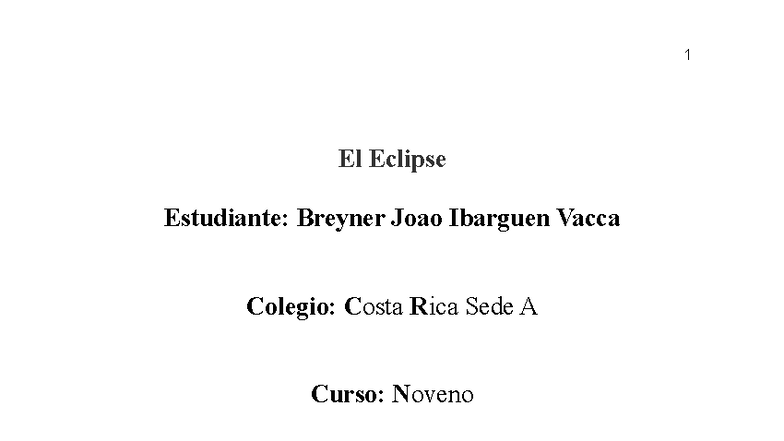 Análisis de "El Eclipse" - Español Noveno - WQEQE - Studocu
