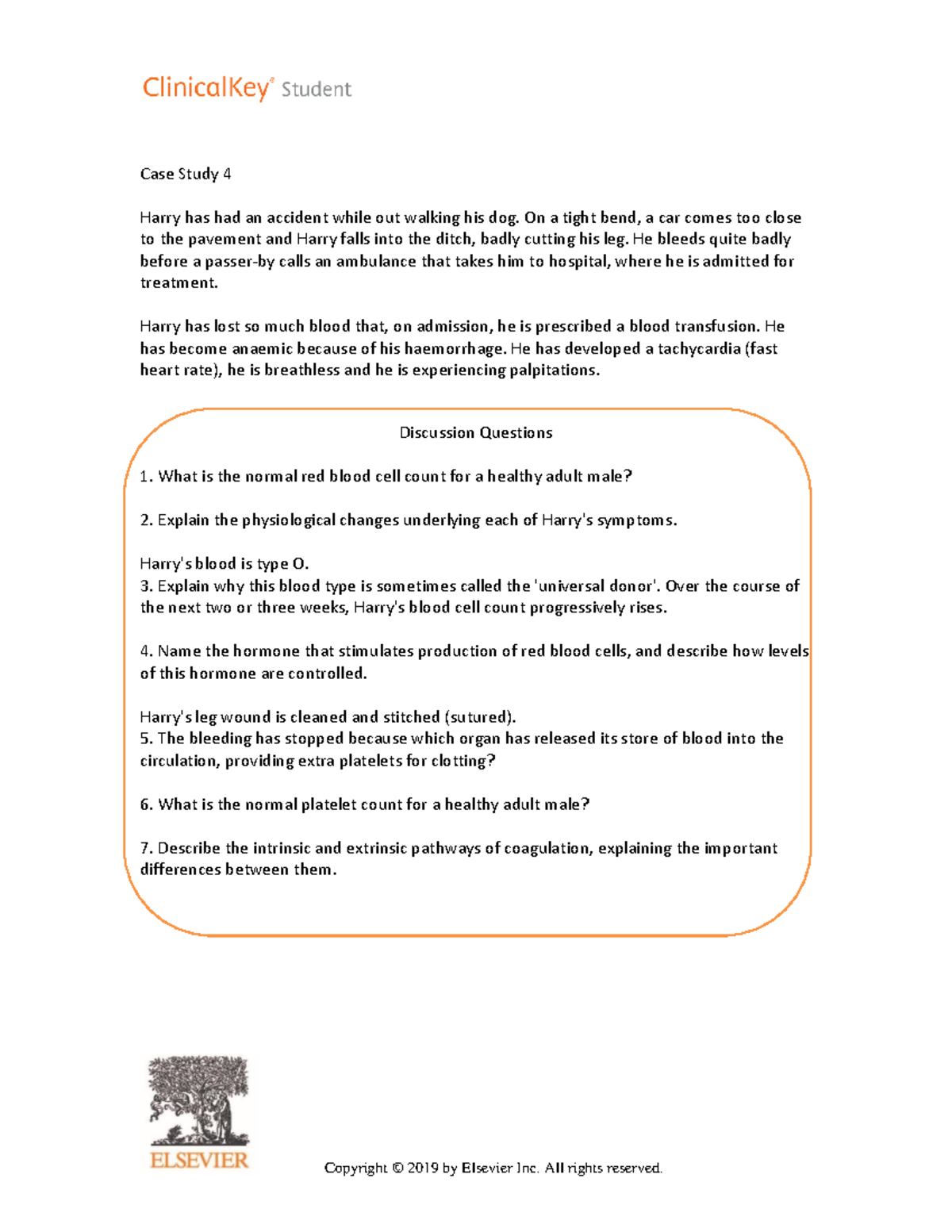 Case Study 4: Harry's Accident and Blood Transfusion Analysis - Studocu