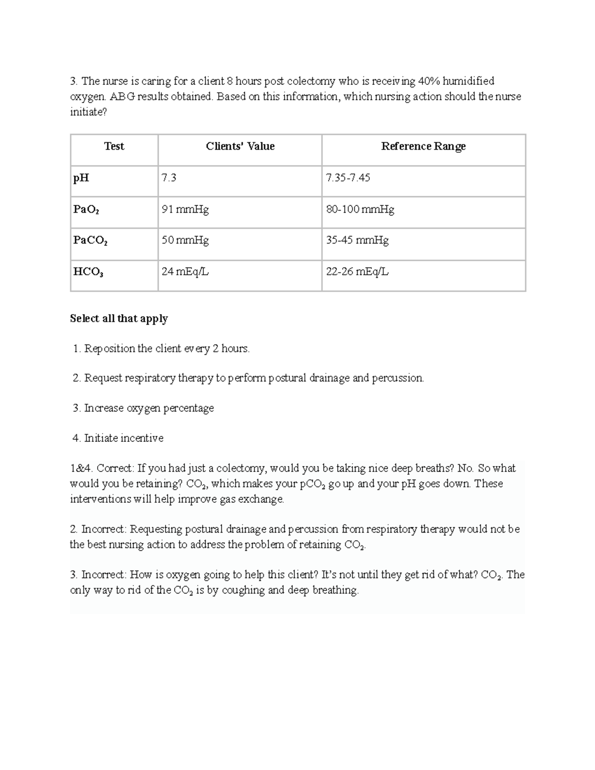 NURS 325 Final Exam Review: ABG Interpretation and Nursing Actions ...
