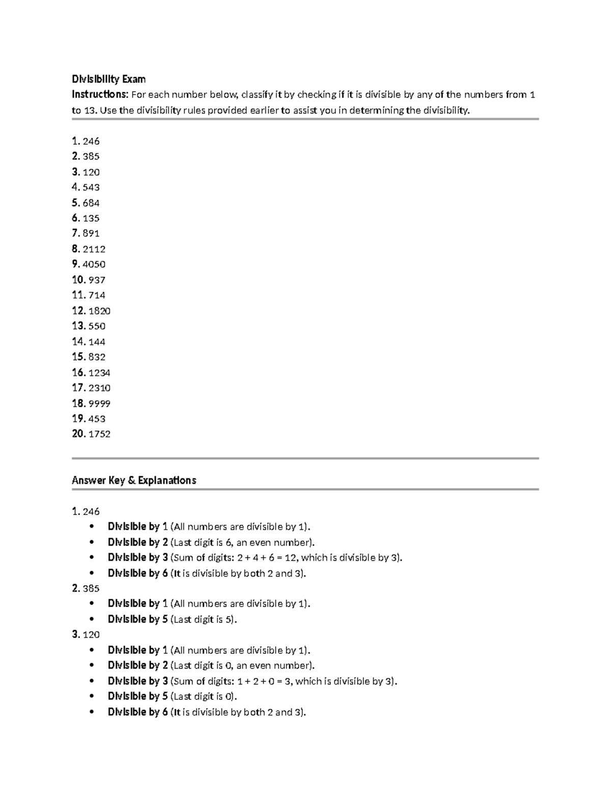Divisibility Exam (MATH101) - English to Math Expressions Analysis - Studocu