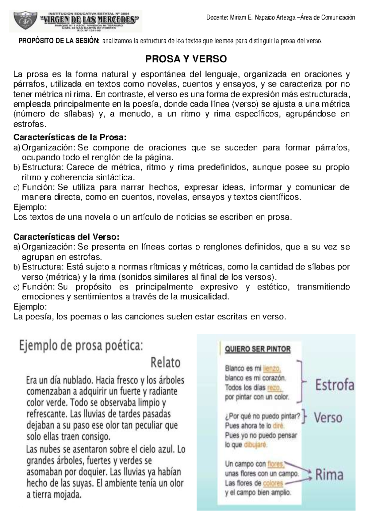 Prosa y Verso: Estructura y Características de Textos Literarios - Studocu