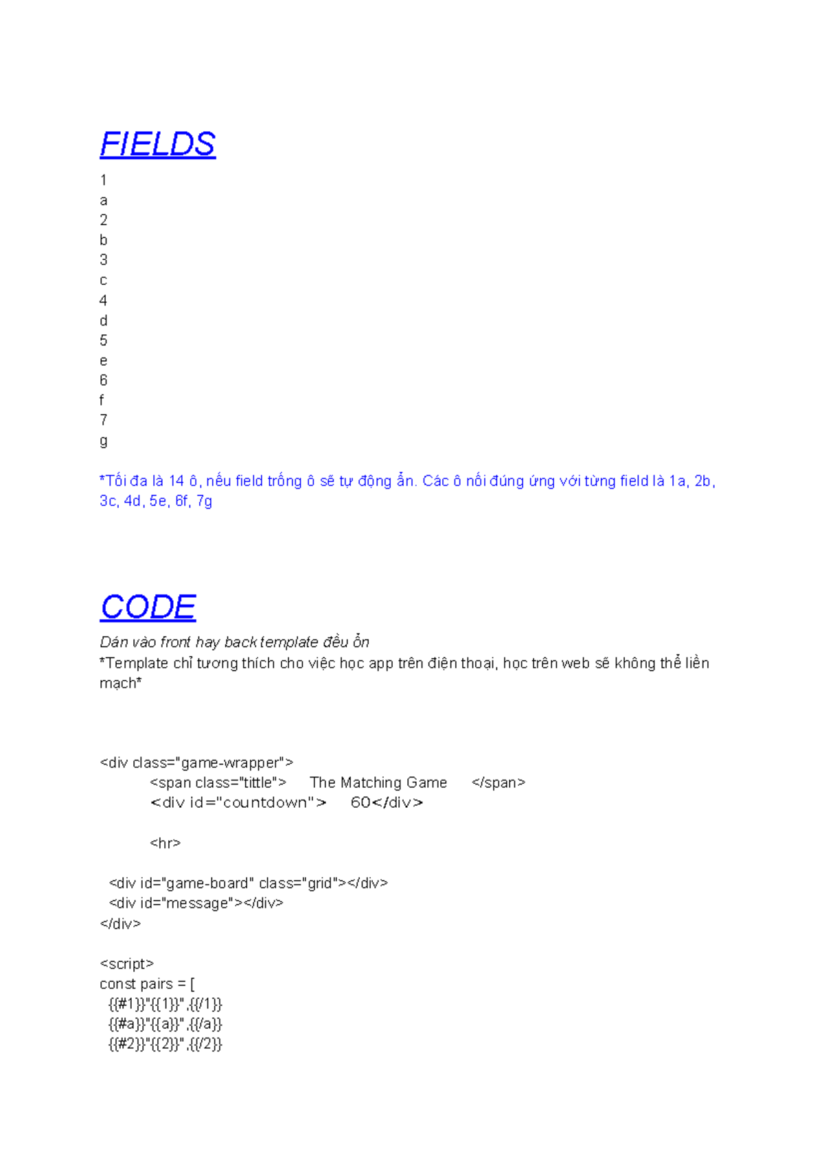 Matching Game Code for App Development (Anki) - Studocu