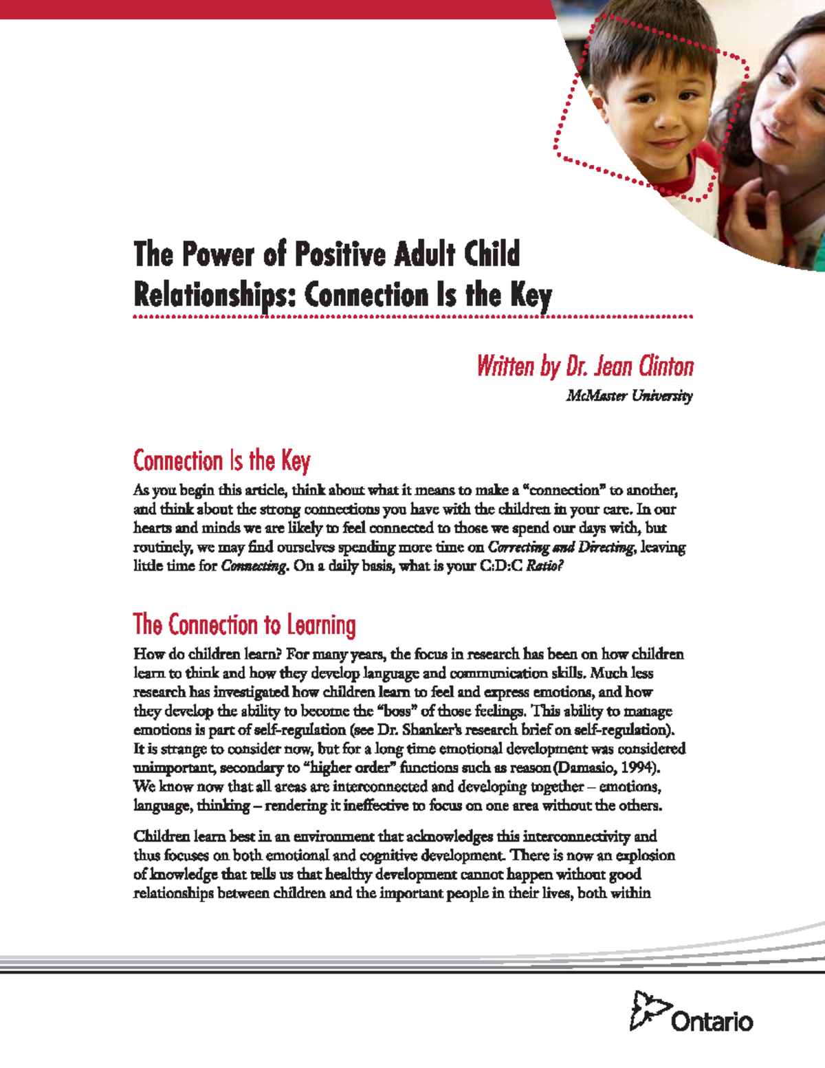 Power of Positive Adult-Child Relationships: Connection is Key - Studocu