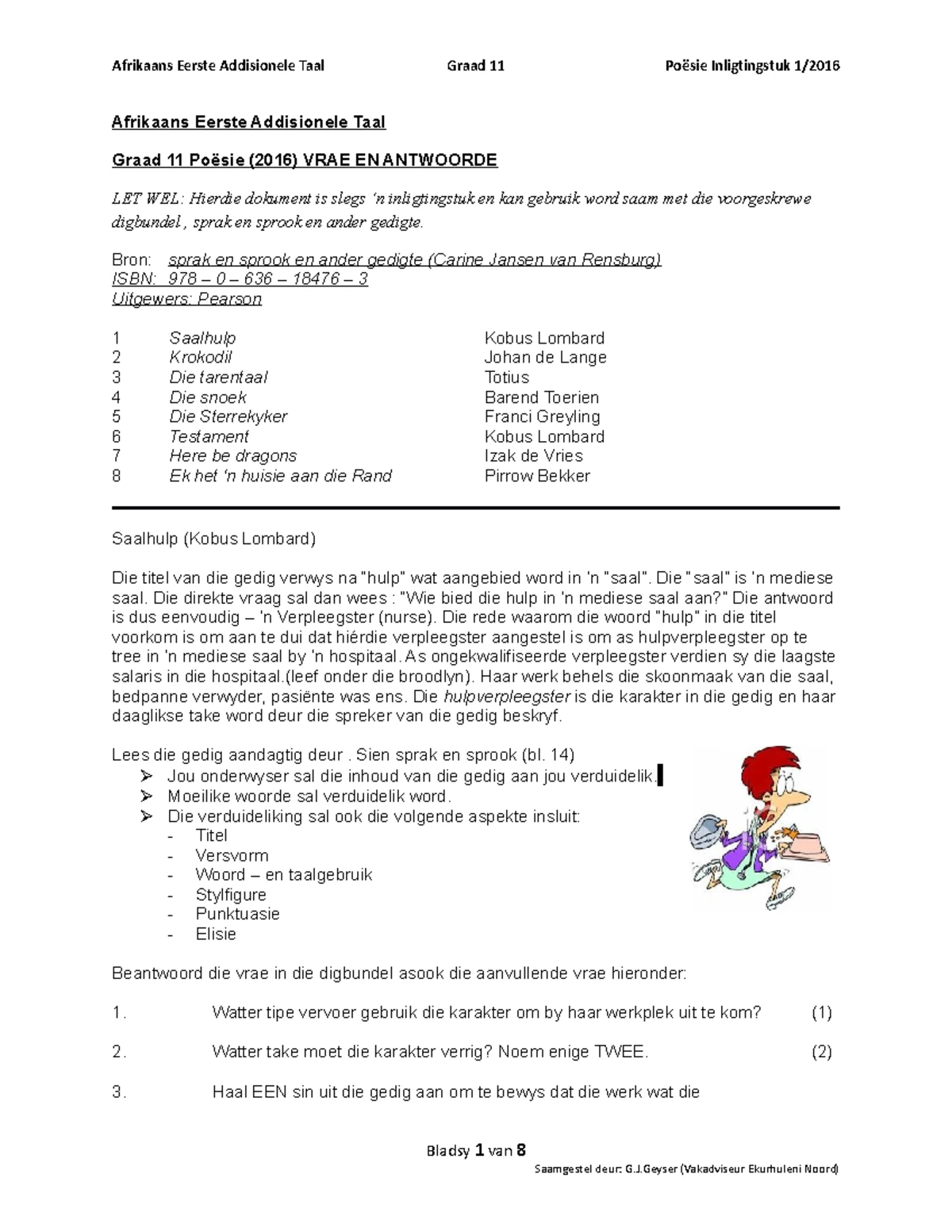 Afrikaans Notes: Paper 2 Term 2 - Short Stories Overview and Analysis ...
