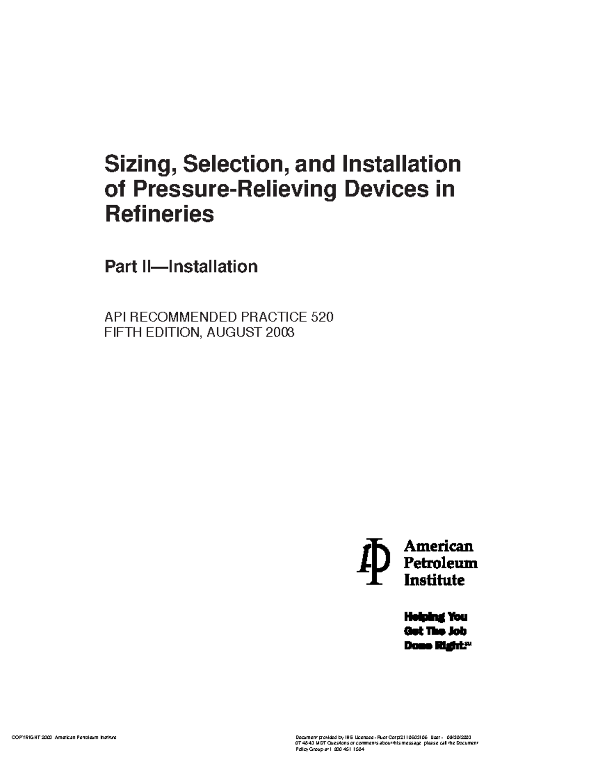 API-520 Part 2 - Installation Guide for Pressure-Relief Devices - Studocu