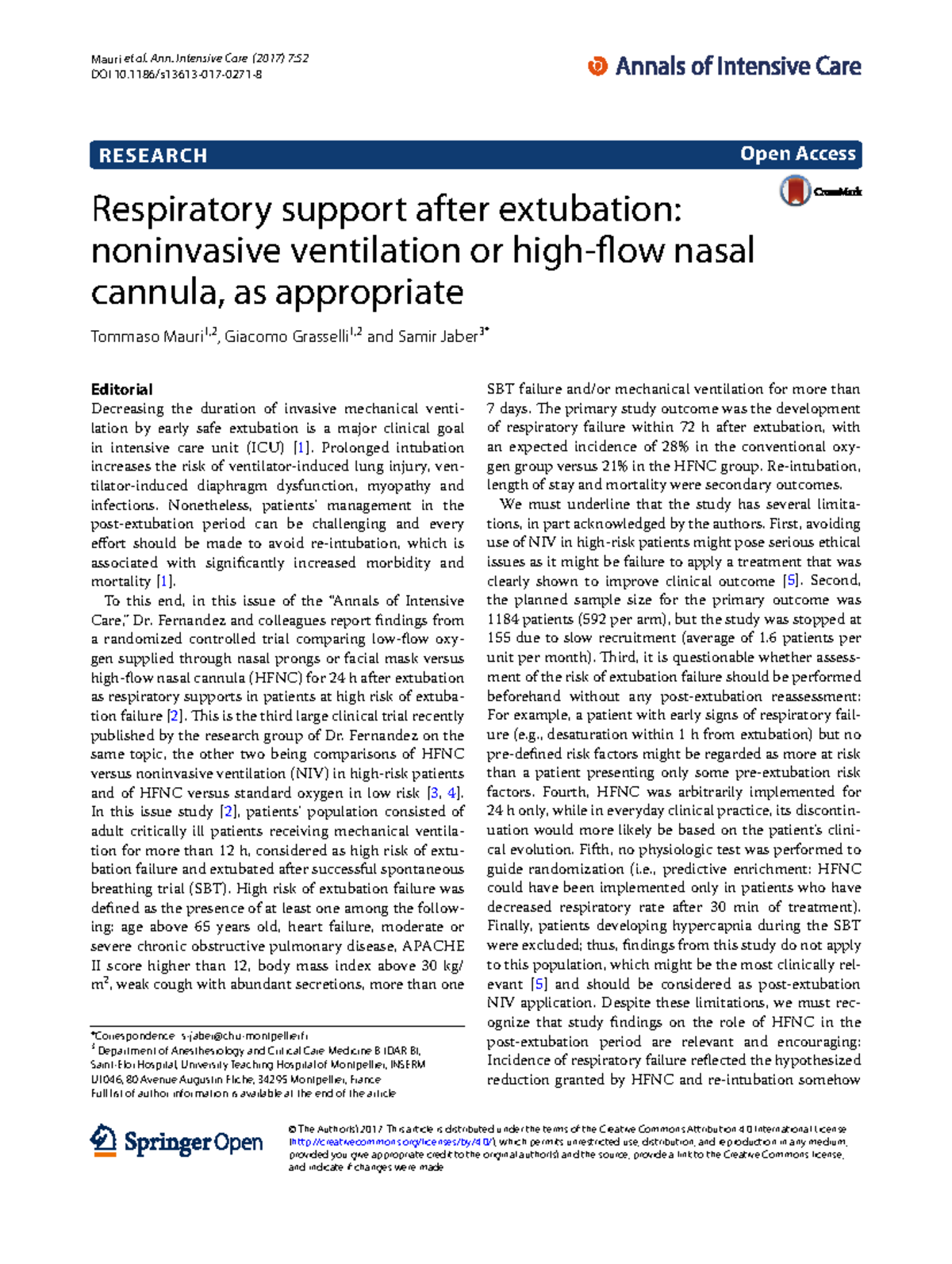 Respiratory Support Strategies Post-Extubation: A Study Review (13613 ...