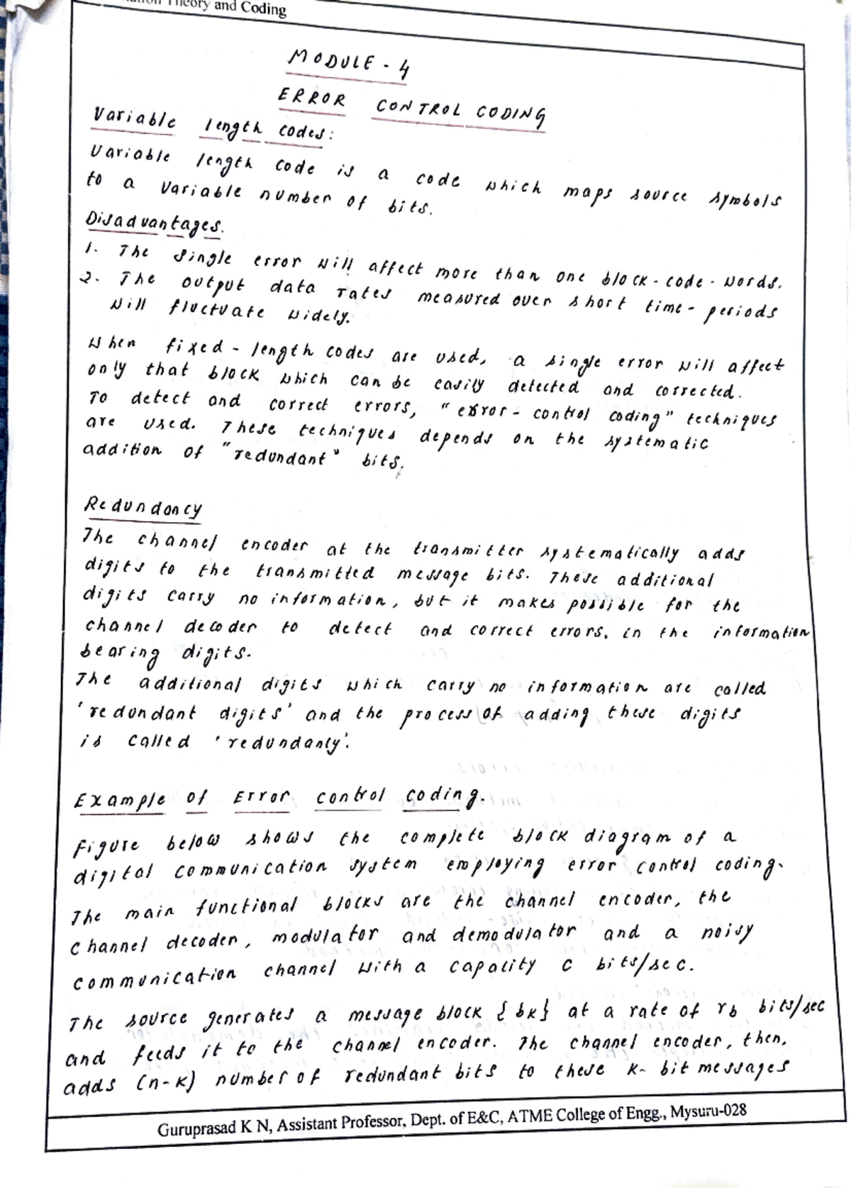 DC-Module 4 Notes: Variable Length Codes & Error Control Coding - Studocu