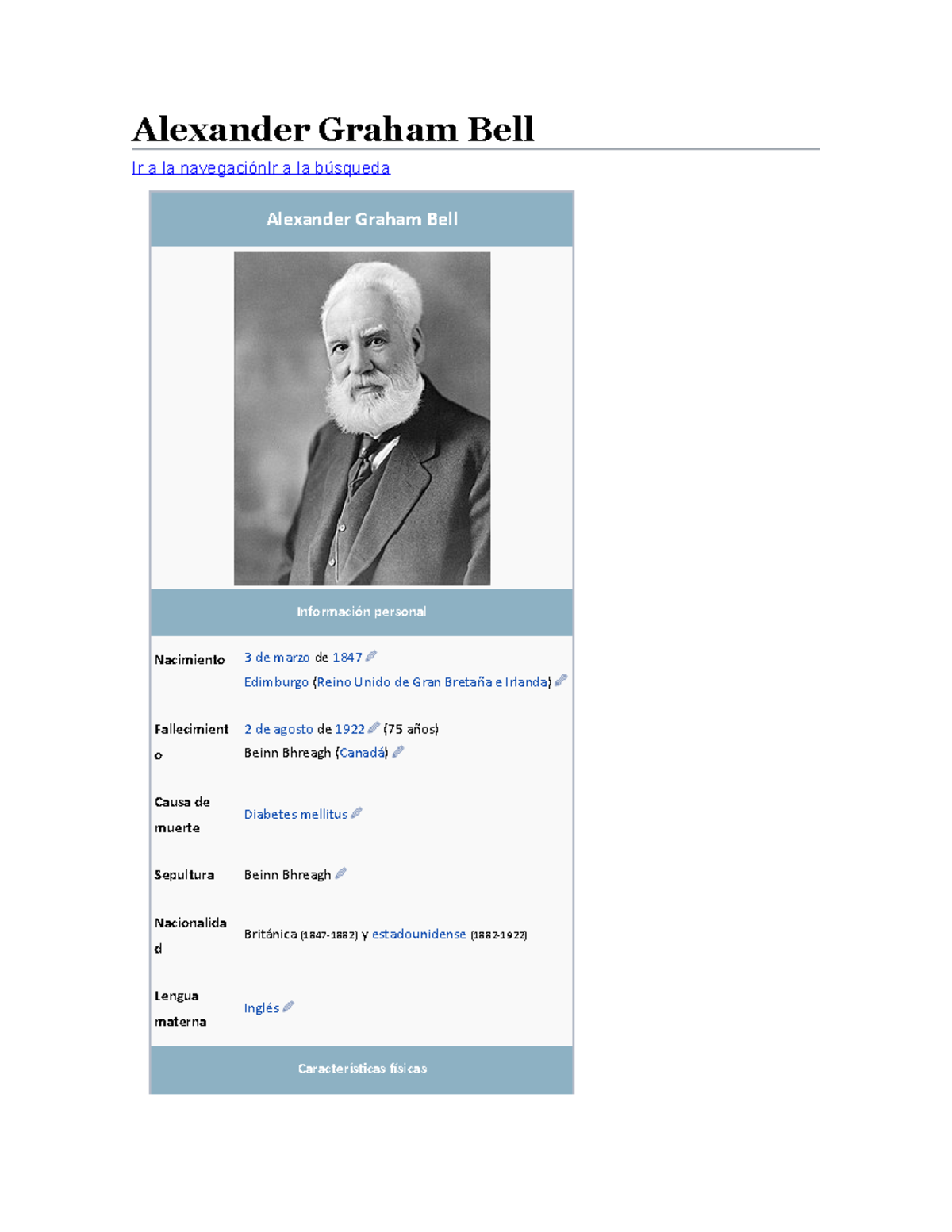 Biografía de Alexander Graham Bell - Inventor y Logopeda - Studocu