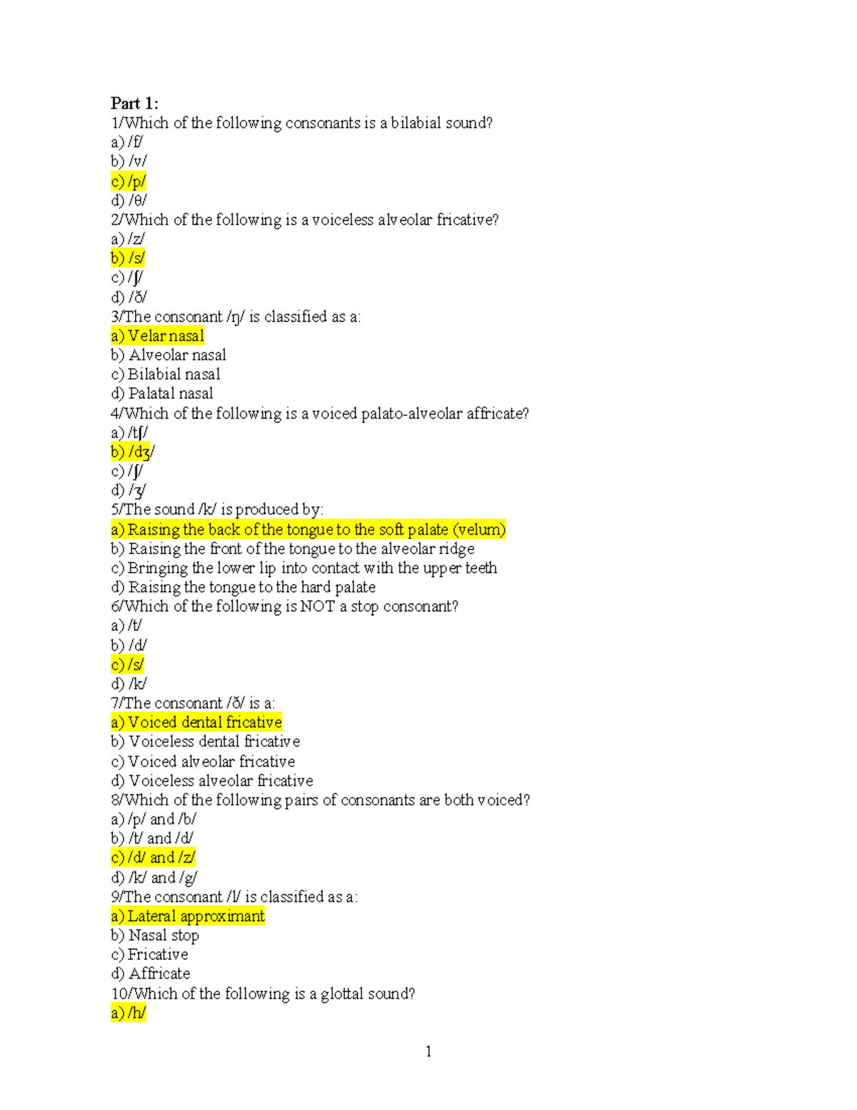 Dnna bt 3 - Ôn Tập Cuối Kỳ: Phonetics & Consonant Classification - Studocu
