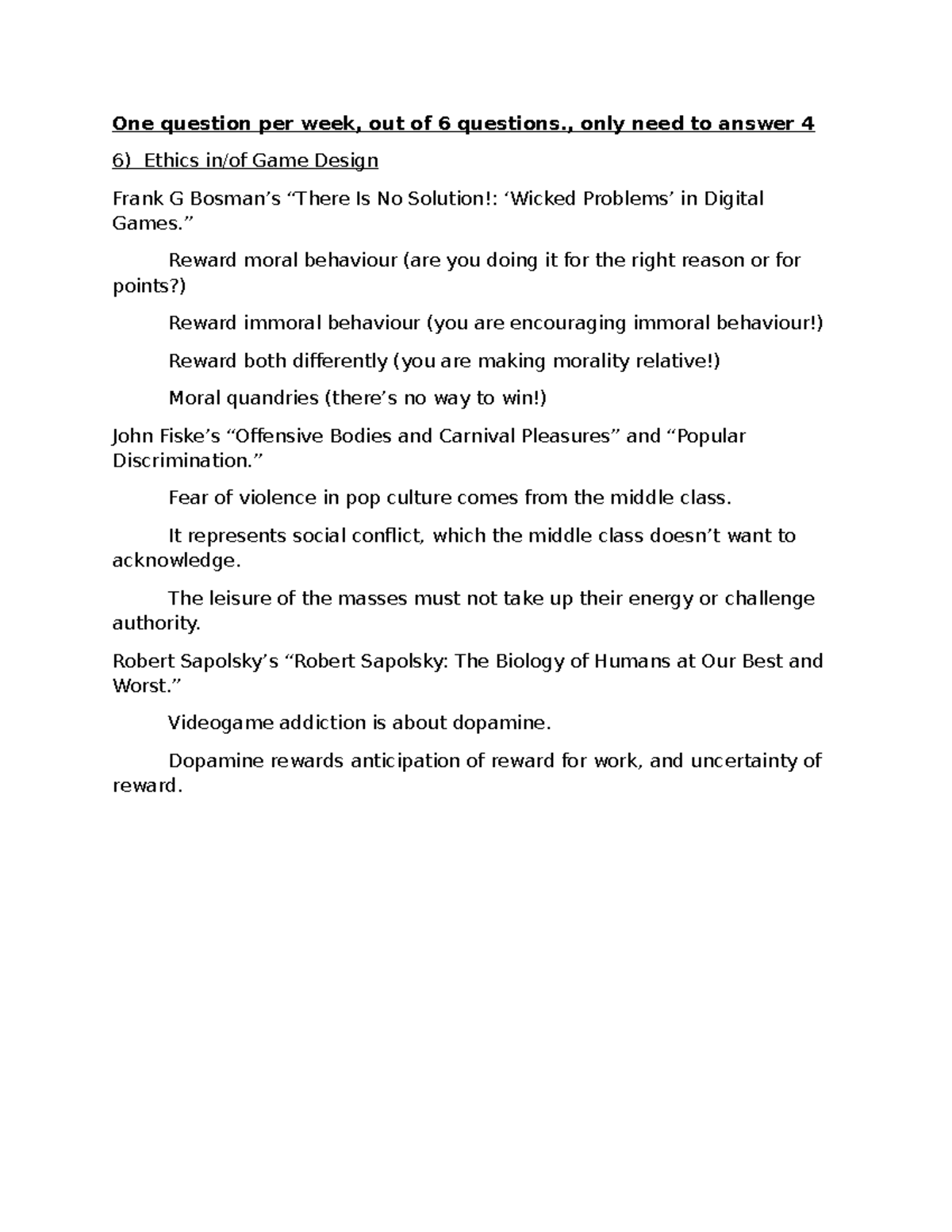 DD101 Final Study Guide: Ethics, Gender, and Race in Game Design - Studocu