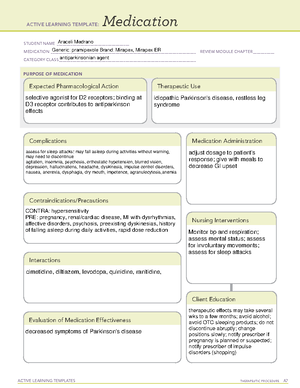 Carbidopa-levodopa - Carbidopa-levodopa medication template ATI ...