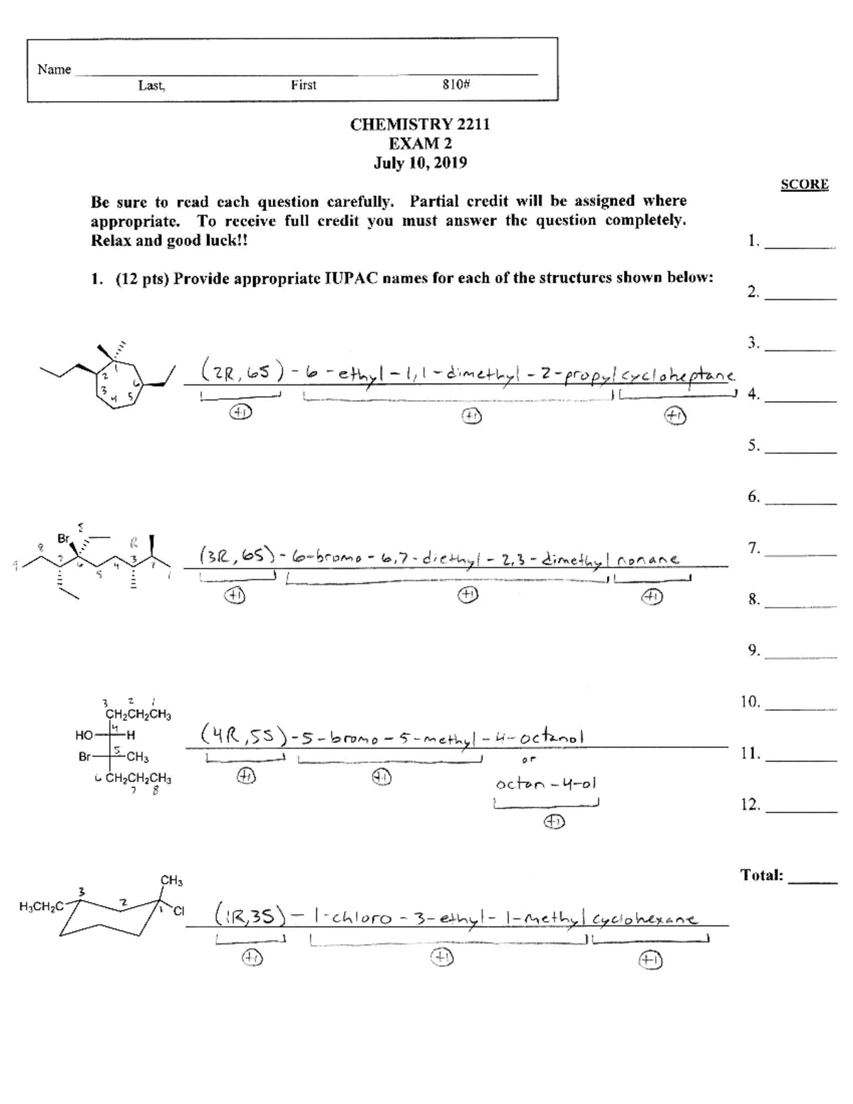 Ochem 1 Exam 2 Key - 2019 Hubbard Summer Course Solutions - Studocu