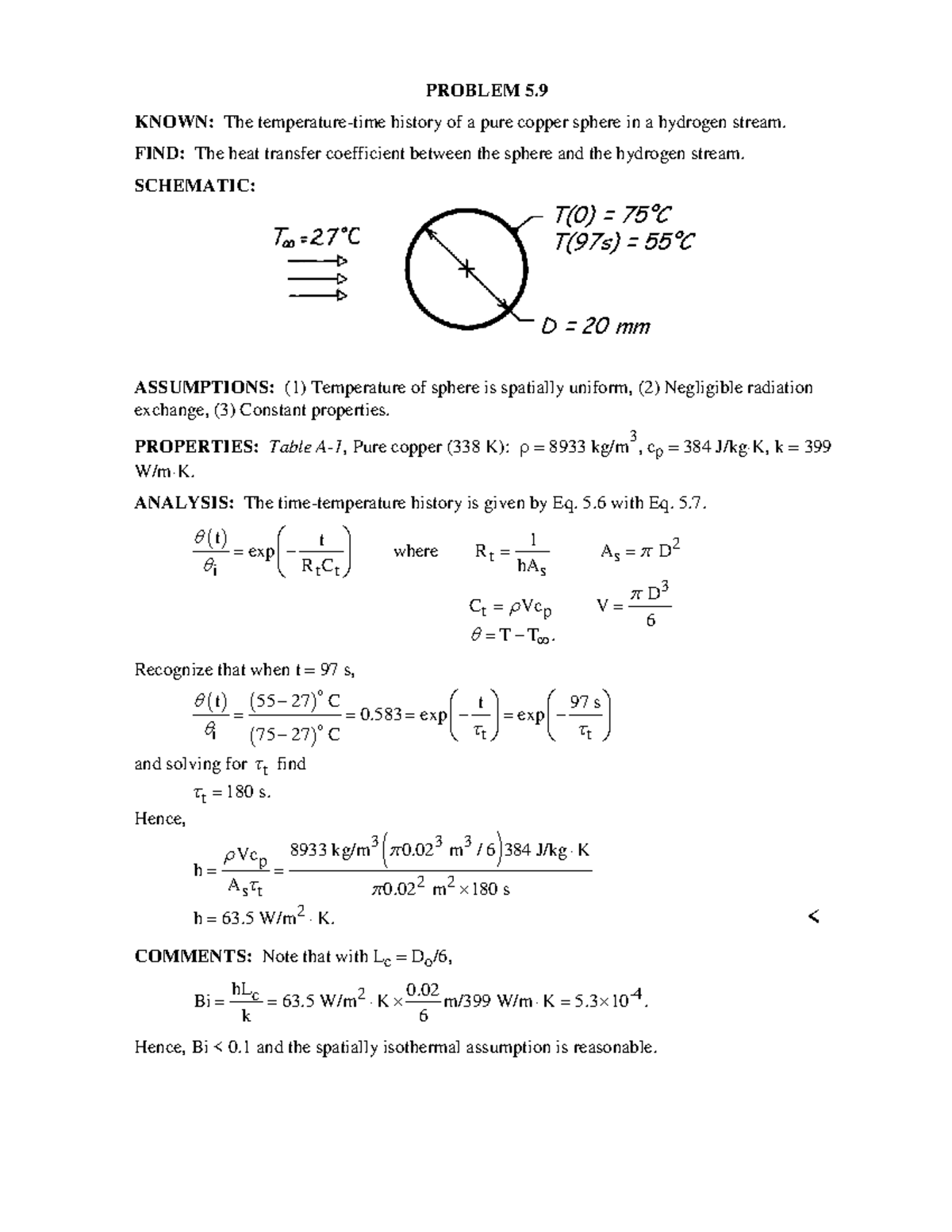 Homework 4 Key - Heat Transfer Analysis of Copper and Steel Spheres ...