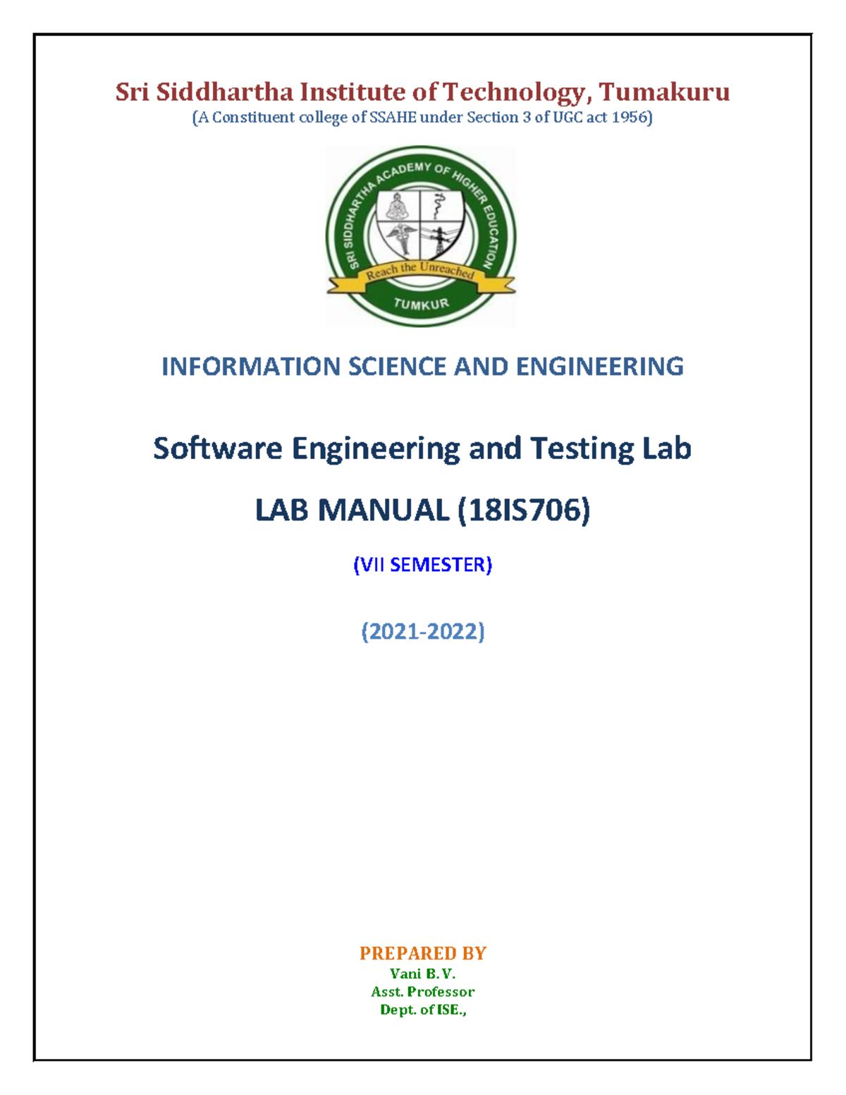 Software Engineering and Testing Lab Manual (18IS706) - VII Semester ...
