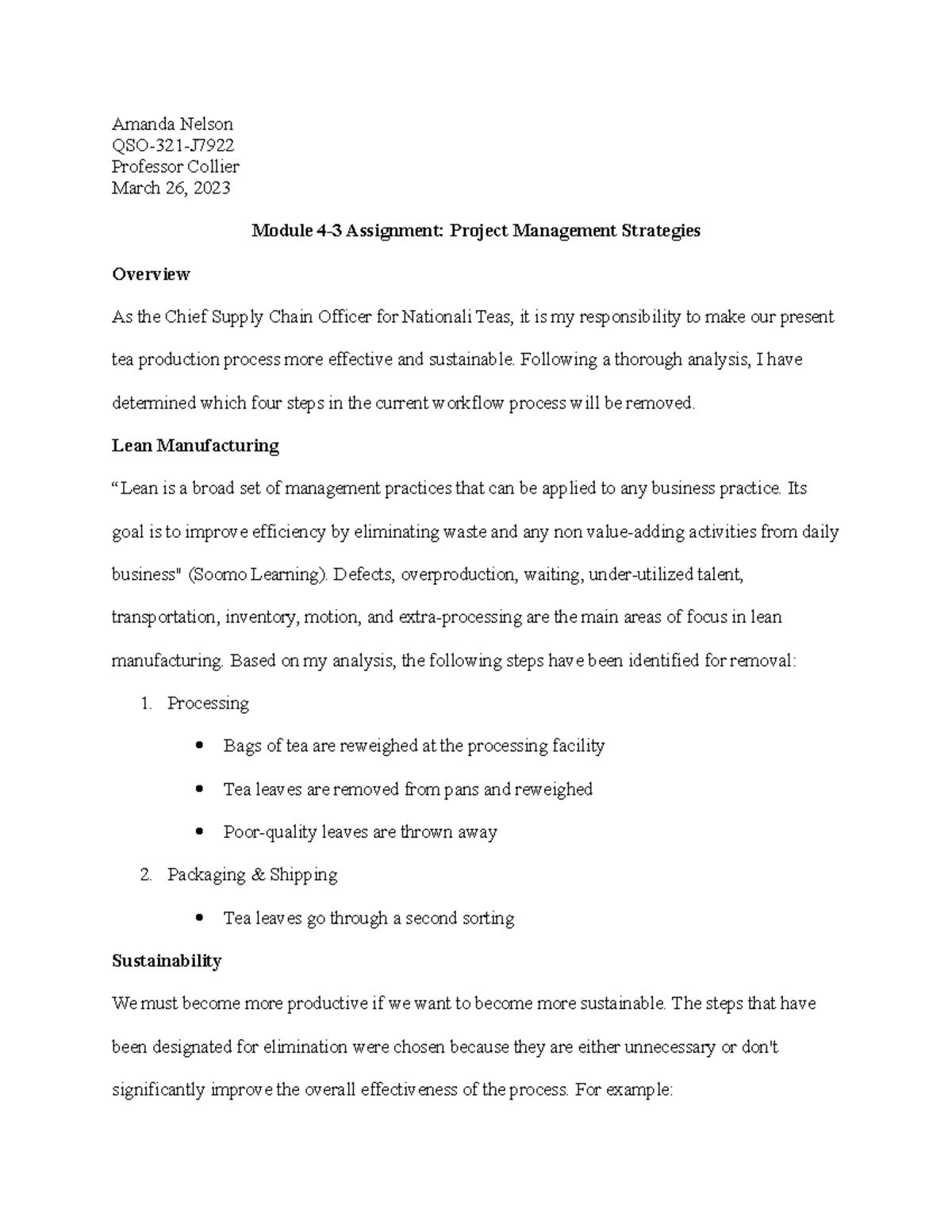 QSO 321 Module 4 Assignment - Amanda Nelson QSO-321-J Professor Collier ...