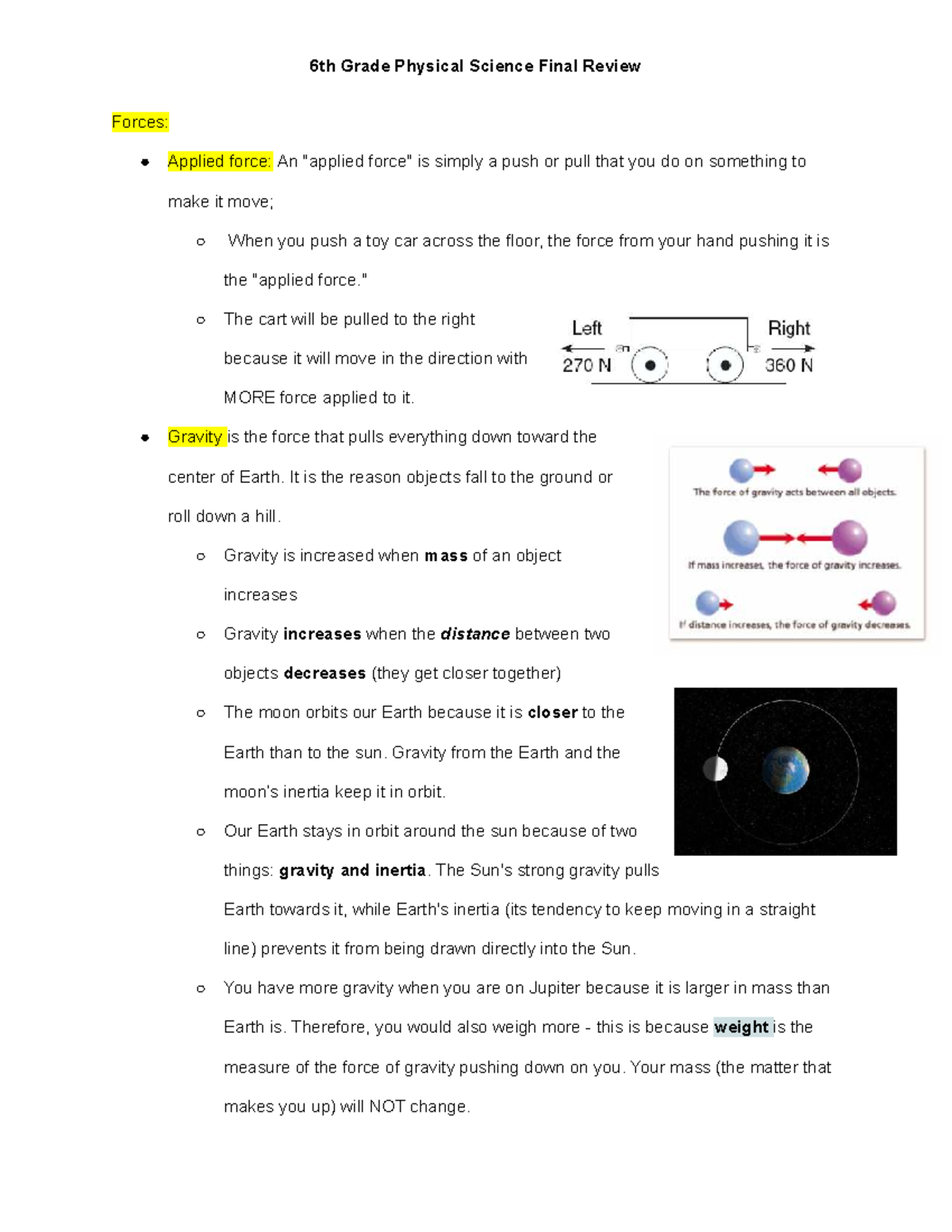 6th Grade Physical Science Final Exam Review: Forces, Energy, Waves ...