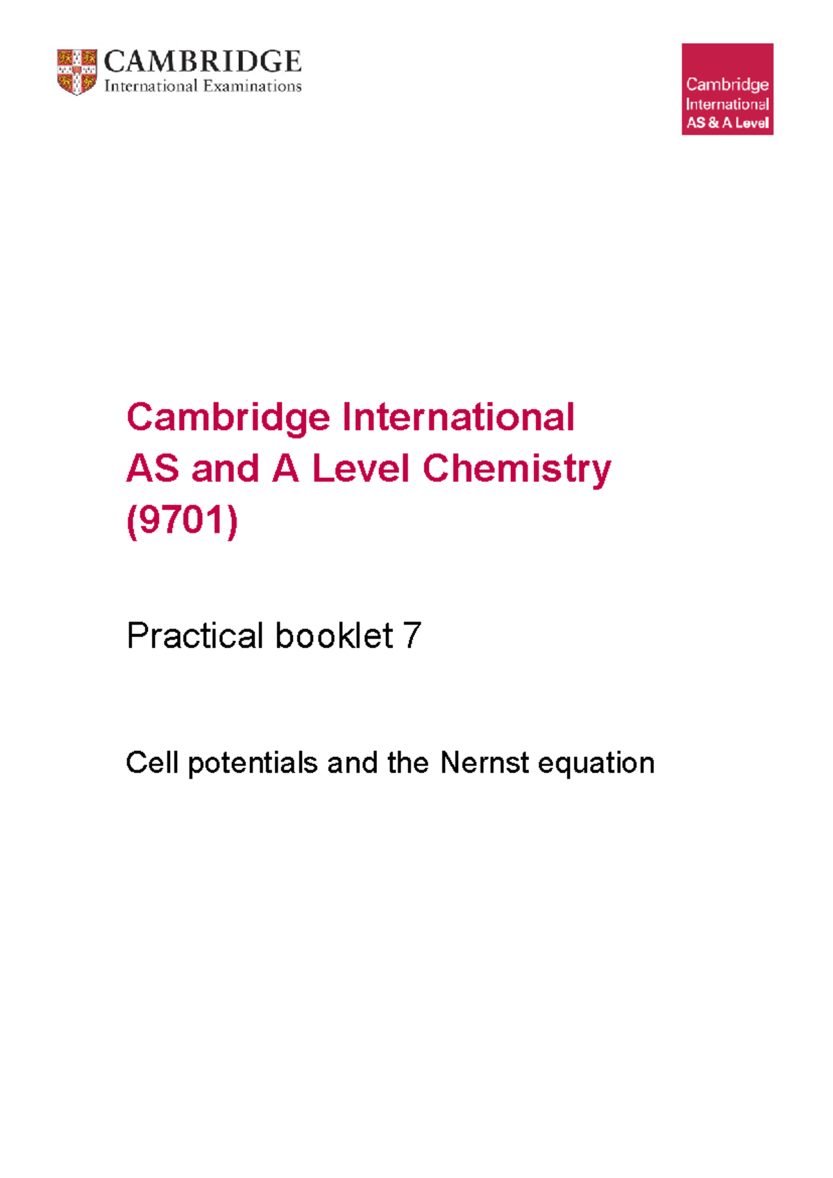 Chemistry Practical 9701: Investigating Cell Potentials & Nernst ...