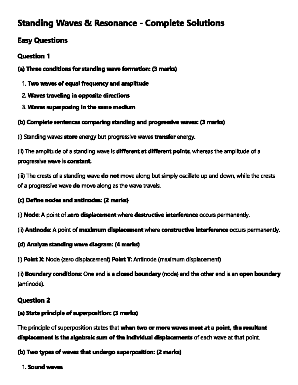 Standing Waves and Resonance Solutions for PHYS 101 Final Exam - Studocu