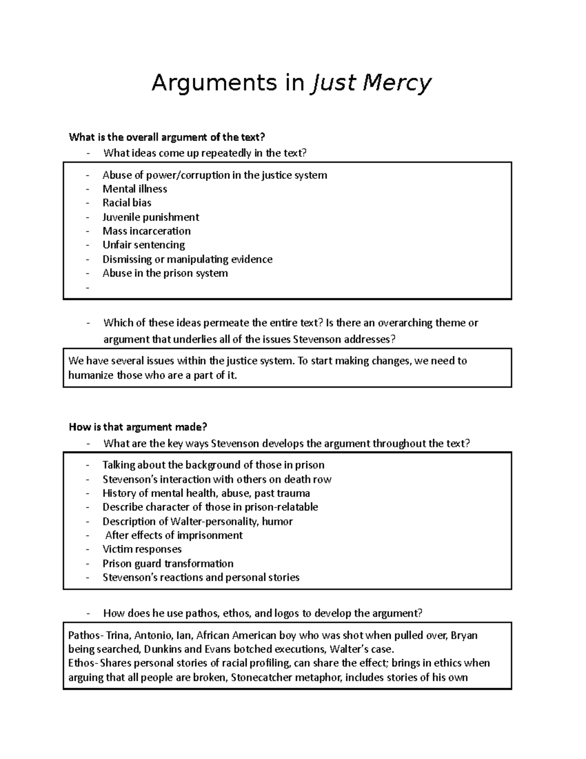 Arguments and Themes in Just Mercy: A Comprehensive Analysis - Studocu