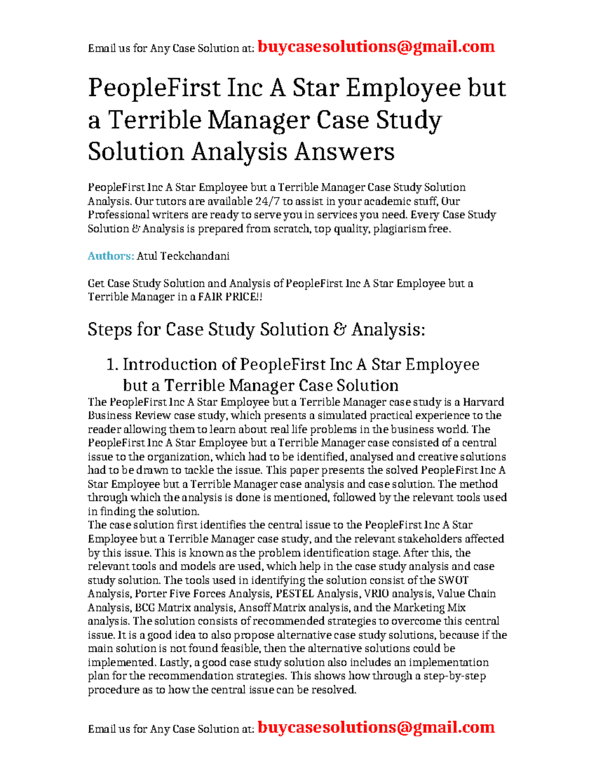 Case Study Solution: PeopleFirst Inc (HBR) - A Star Employee vs ...
