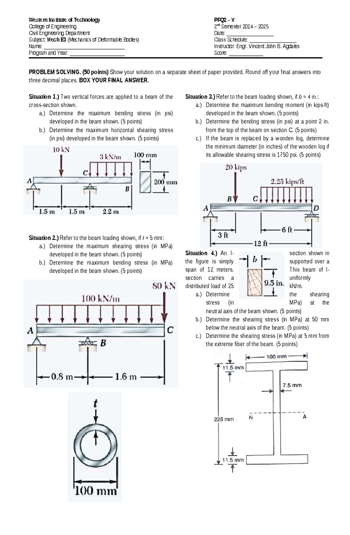 Quiz 5: Flexural & Shearing Stresses in Beams EC5 - Studocu