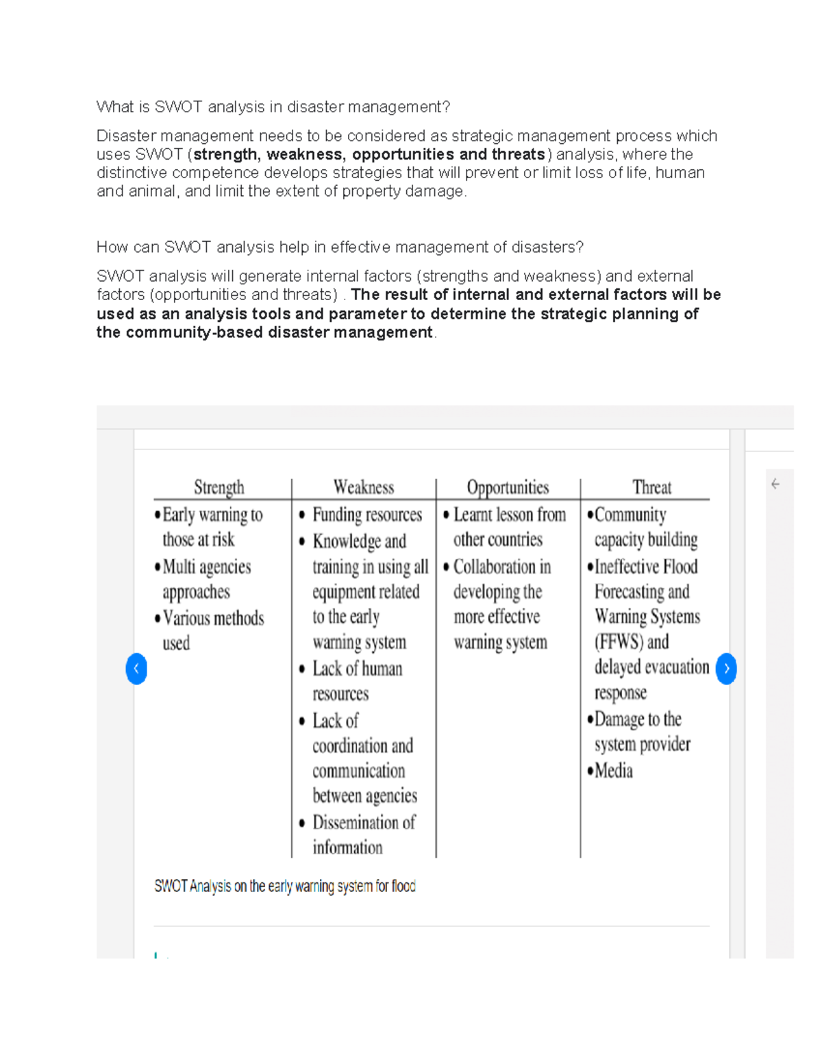SWOT Analysis in Disaster Management: Understanding Key Factors - Studocu