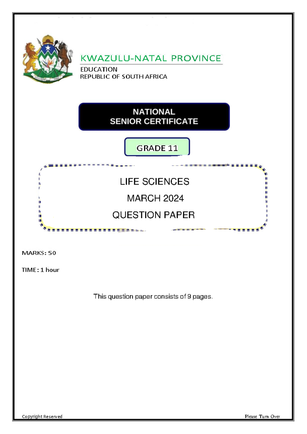 2024 KZN Life Sciences-MAR-Midterm Question Paper - Studocu